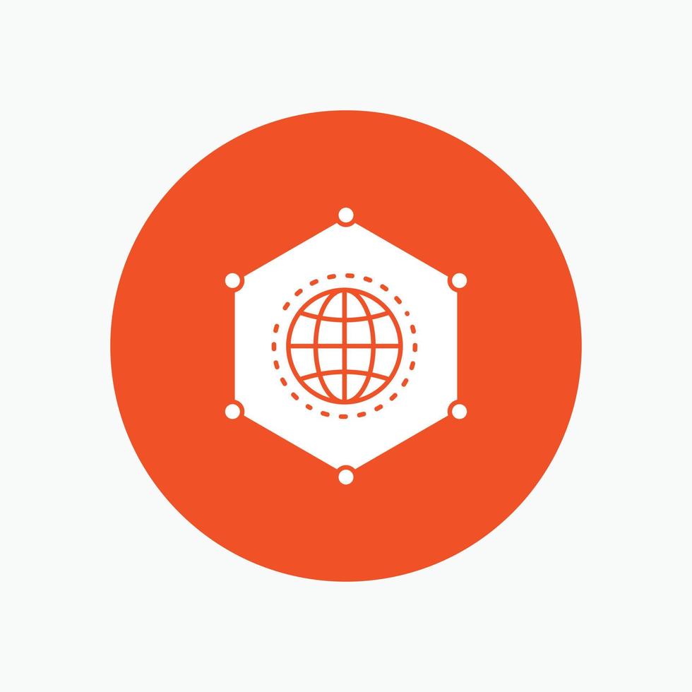 Network Global Data Connection Business White Glyph Icon In Circle Vector Button