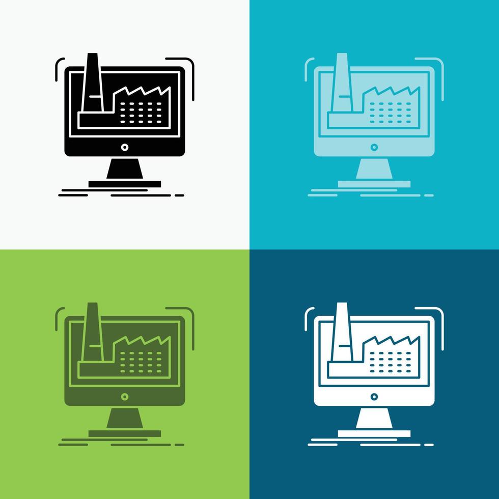 digital. factory. manufacturing. production. product Icon Over Various Background. glyph style ...