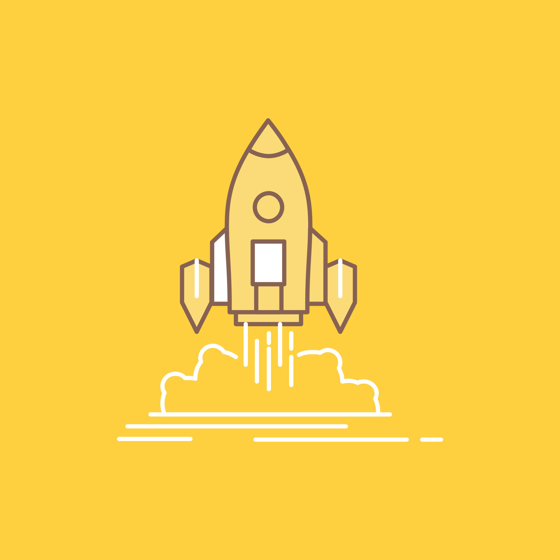 Launch Mission Shuttle Startup Publish Flat Line Filled Icon Beautiful Logo Button Over