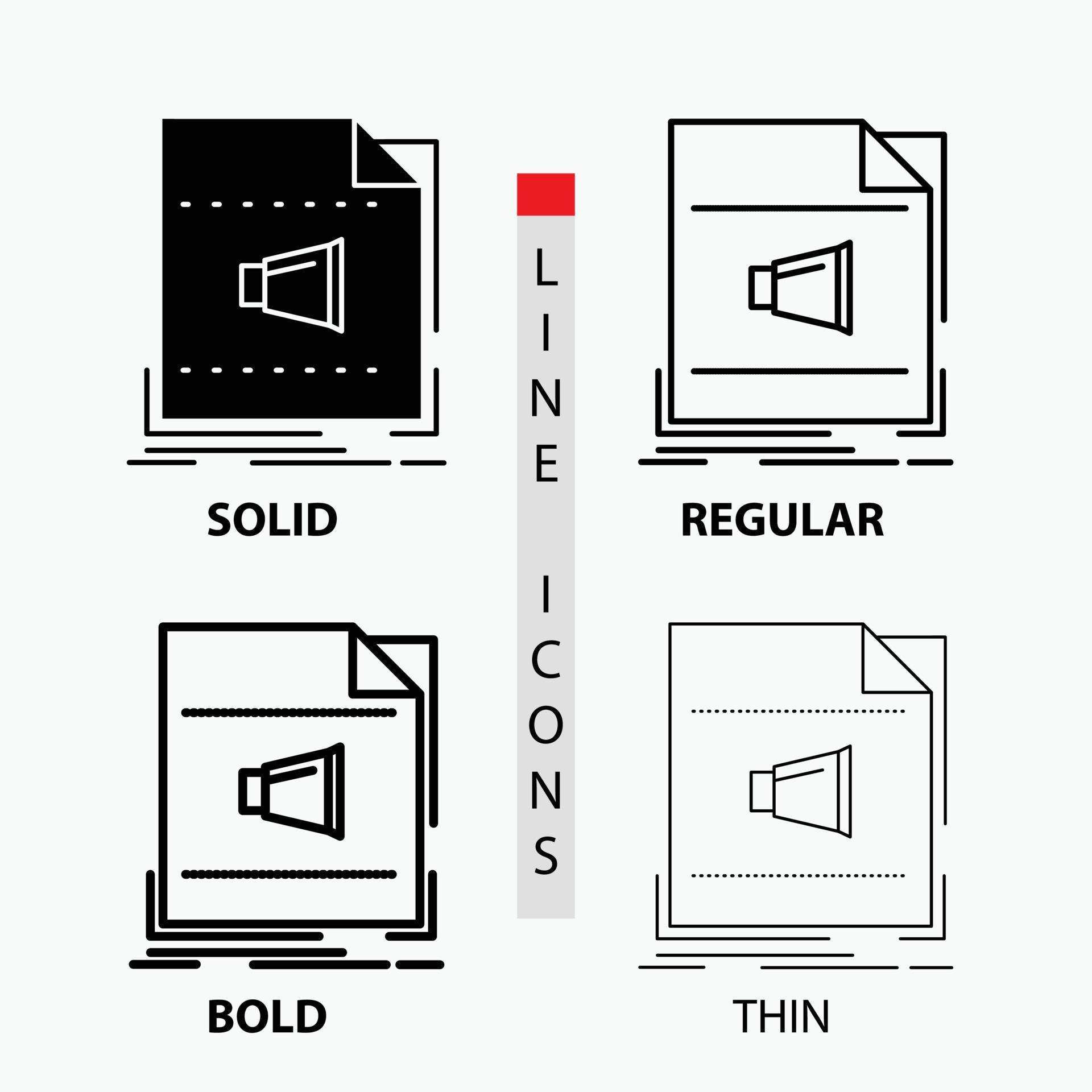 Audio. file. format. music. sound Icon in Thin. Regular. Bold Line and Glyph Style. Vector ...