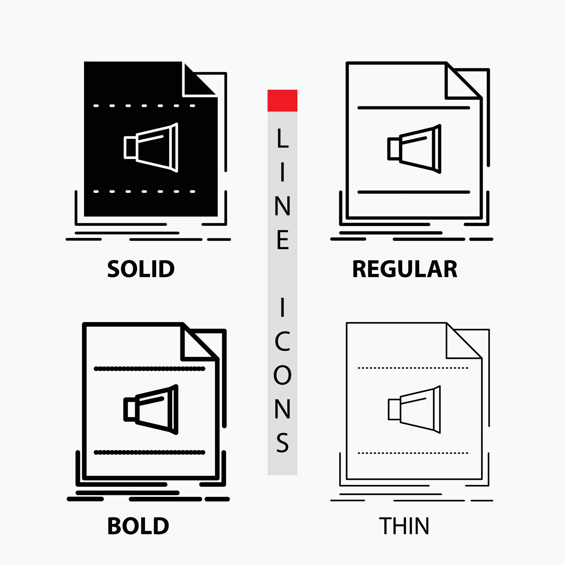 Audio File Format Music Sound Icon In Thin Regular Bold Line And Audio File Format Music Sound Icon In Thin Regular Bold Line And