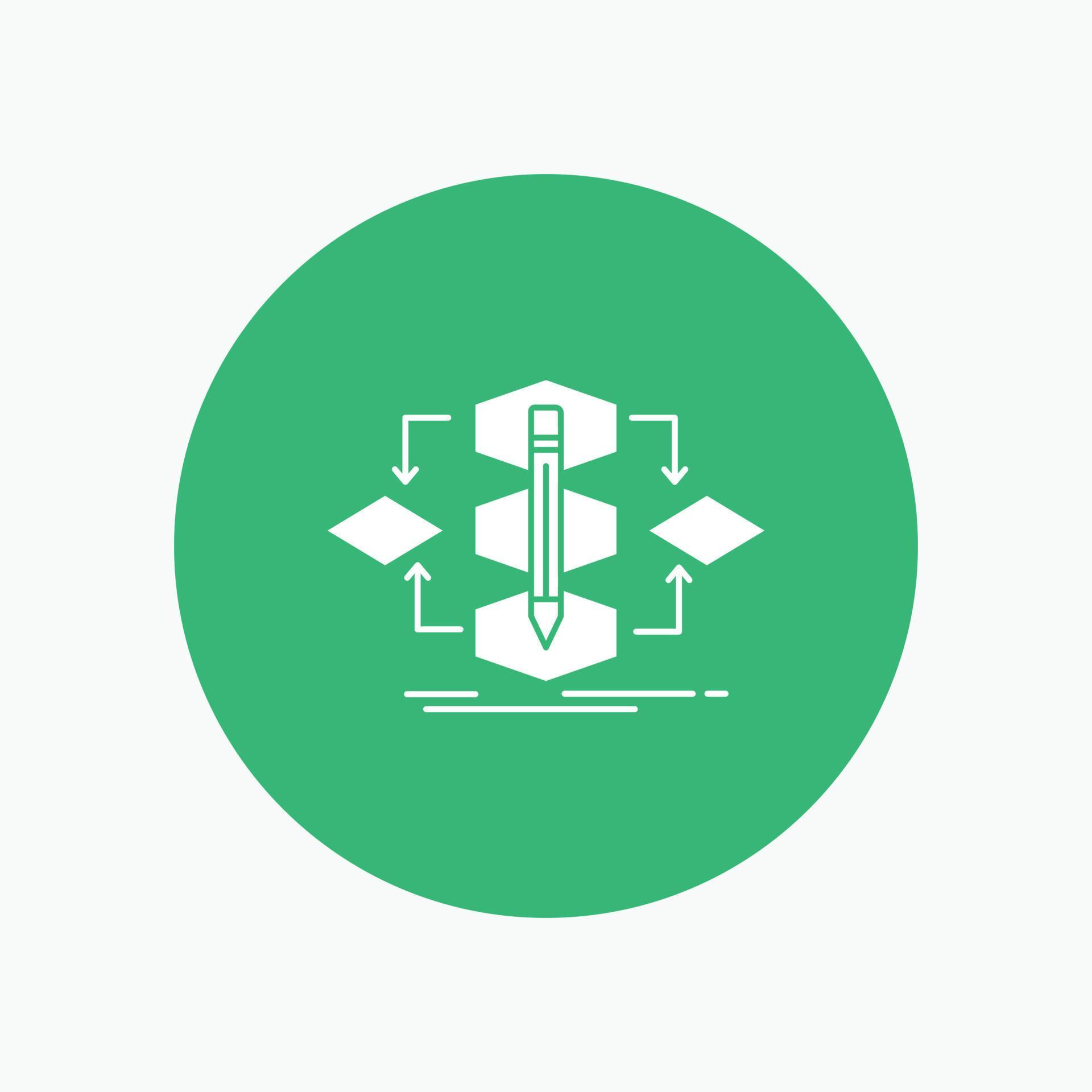 Algorithm Design Method Model Process White Glyph Icon In Circle Vector Button Illustration