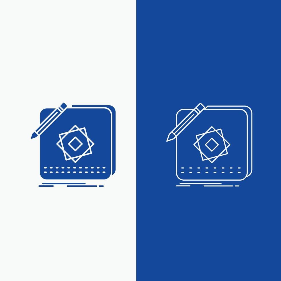 Design. App. Logo. Application. Design Line and Glyph web Button in Blue color Vertical Banner ...