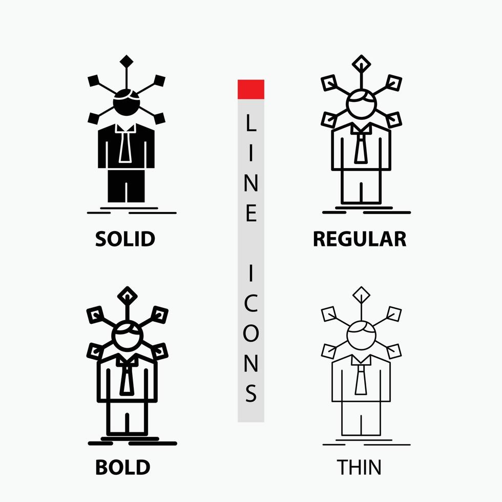 Development Human Network Personality Self Icon In Thin Regular Bold Line And Glyph Style