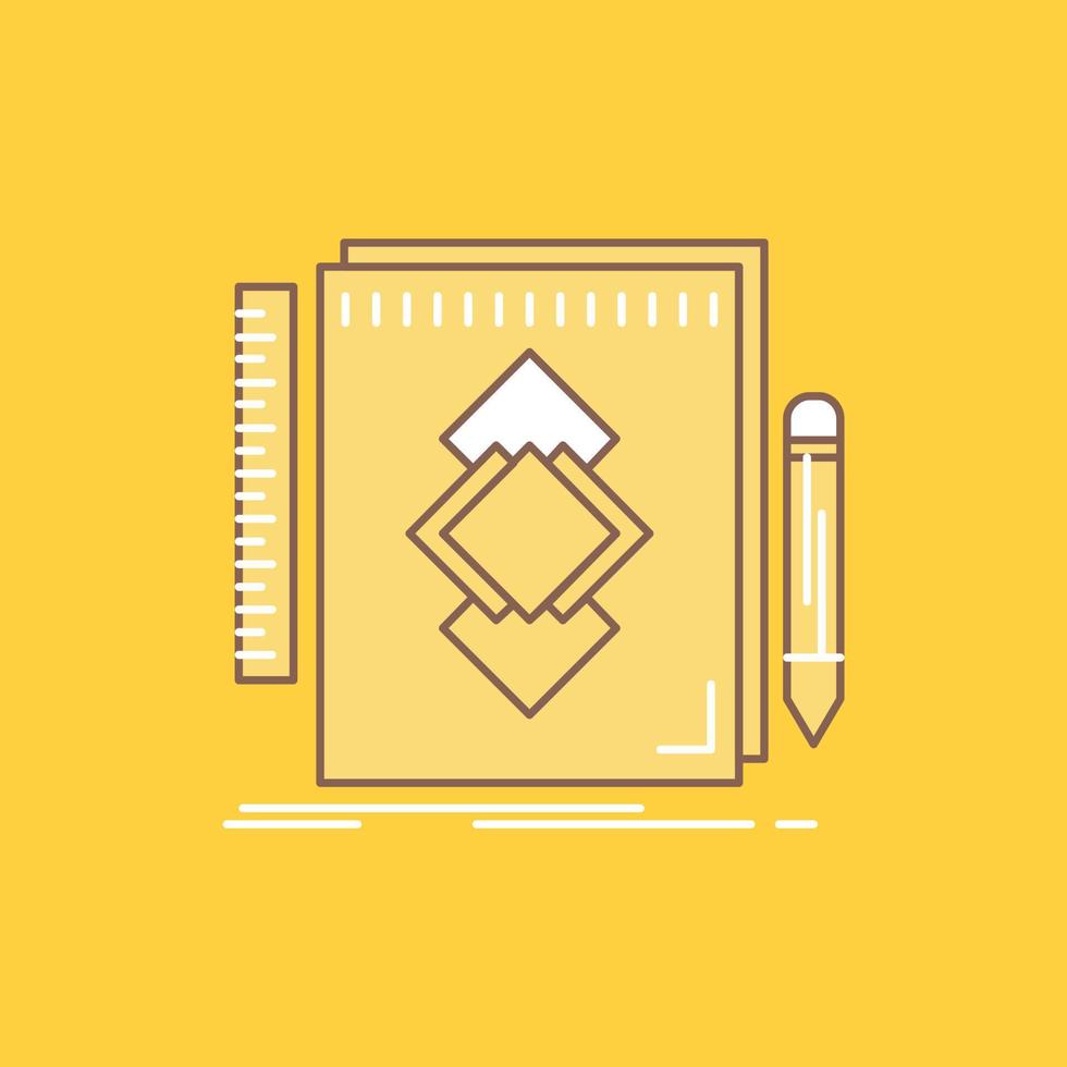Design Tool Identity Draw Development Flat Line Filled Icon Beautiful Logo Button Over