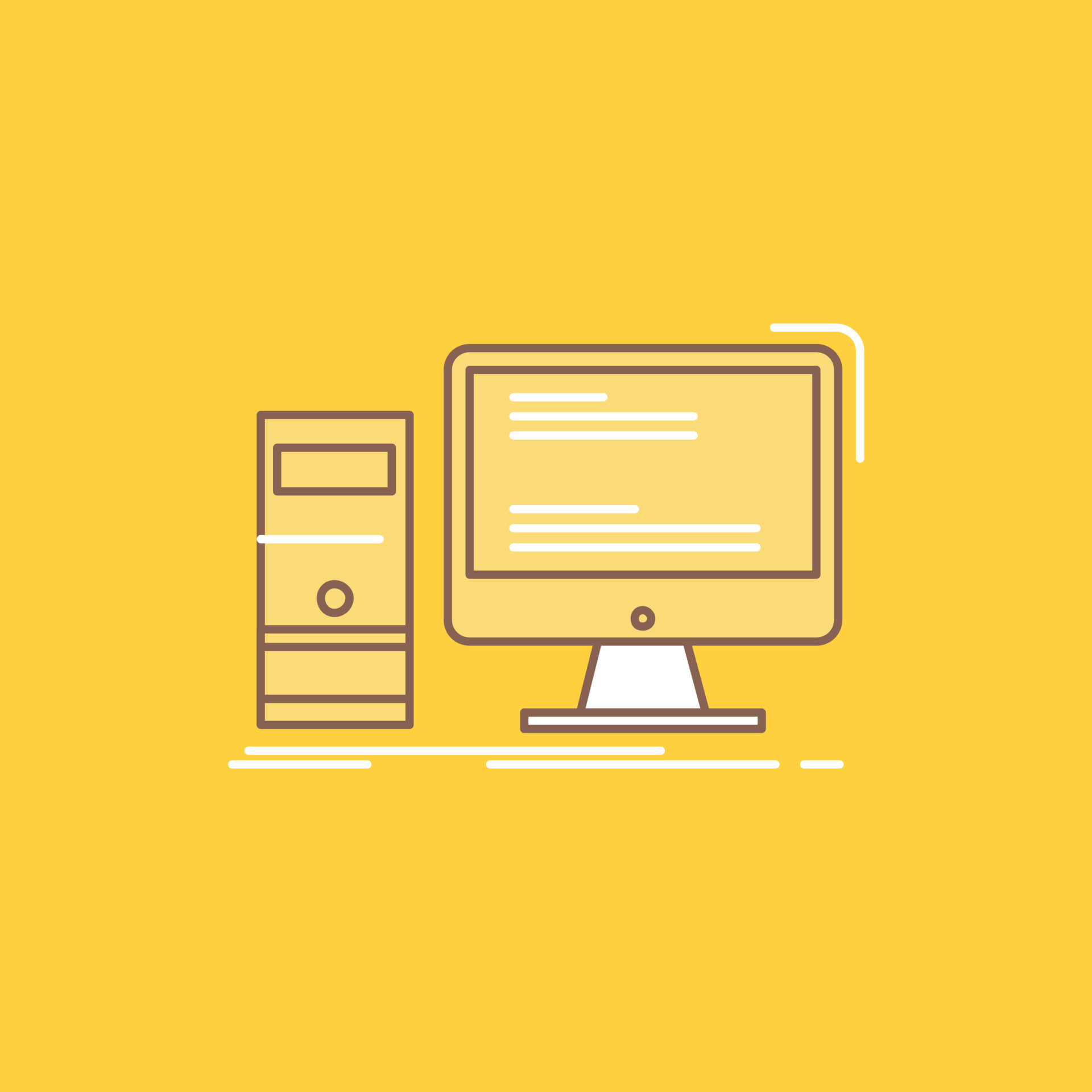 Computer Desktop Gaming Pc Personal Flat Line Filled Icon