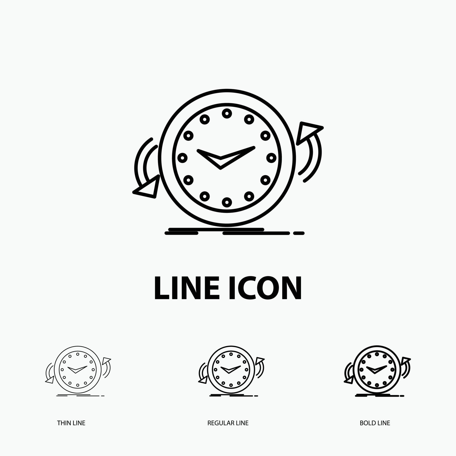 Backup. clock. clockwise. counter. time Icon in Thin. Regular and Bold Line Style. Vector ...