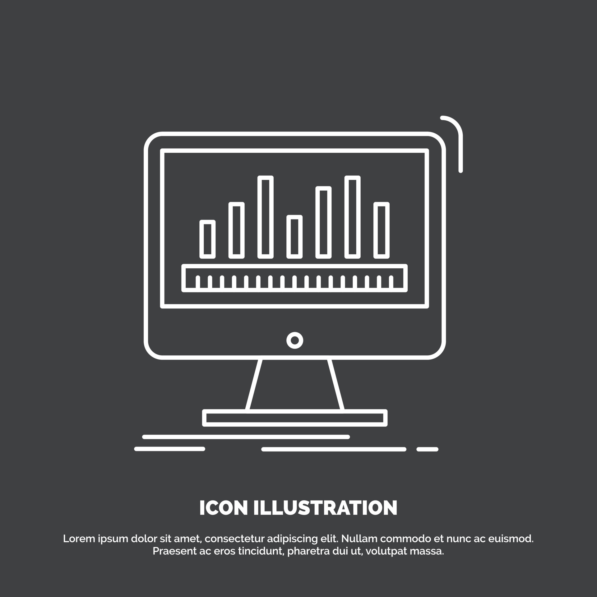 Analytics Processing Dashboard Data Stats Icon Line Vector Symbol