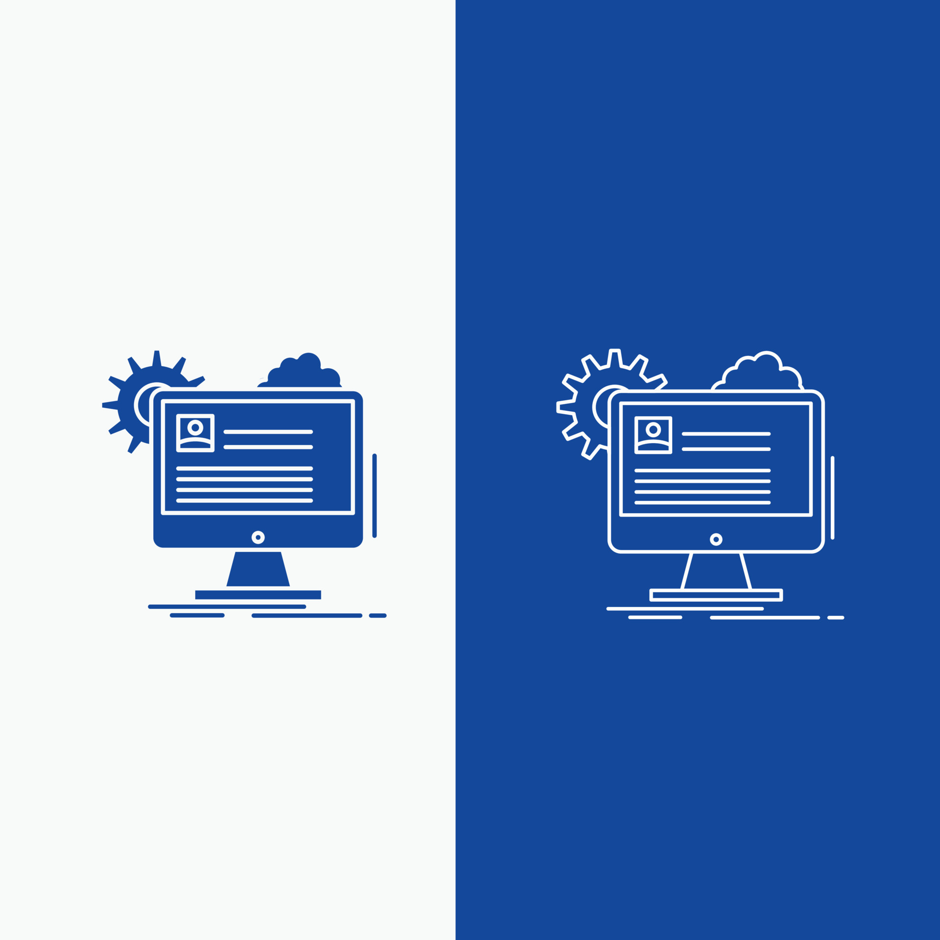 Account. profile. report. edit. Update Line and Glyph web Button in Blue color Vertical Banner ...