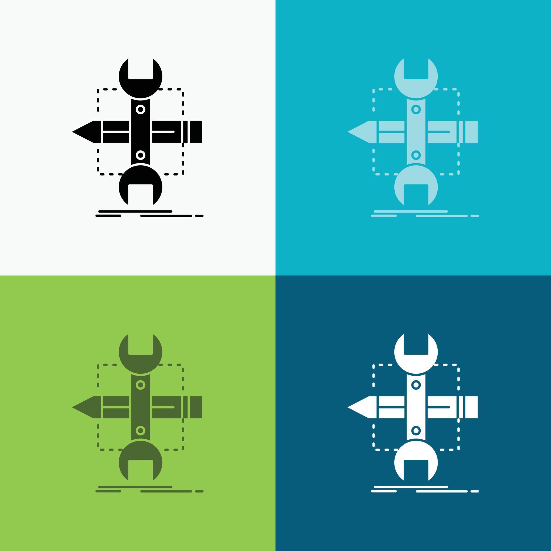 Build. design. develop. sketch. tools Icon Over Various Background. glyph style design. designed ...