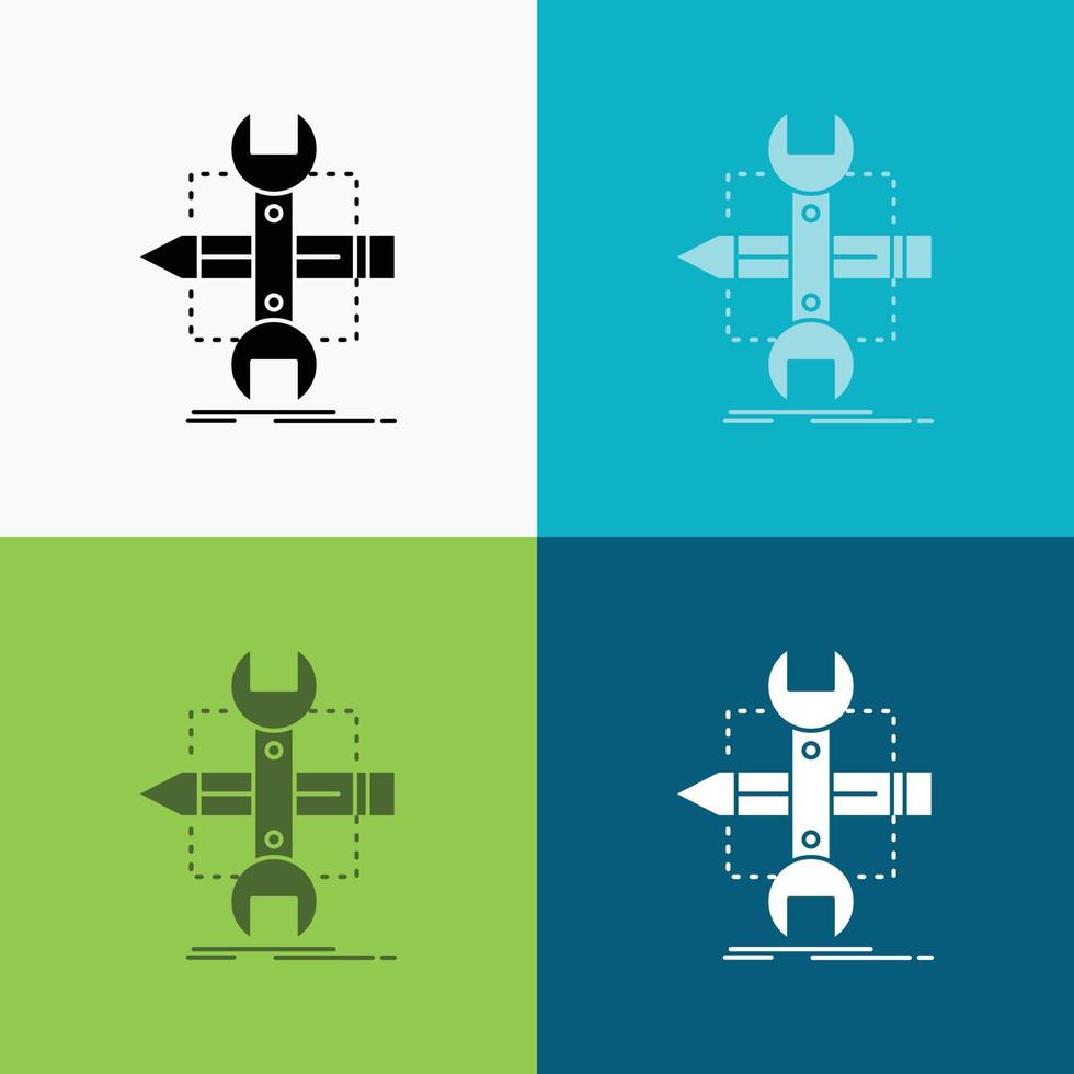 Build. design. develop. sketch. tools Icon Over Various Background. glyph style design. designed ...