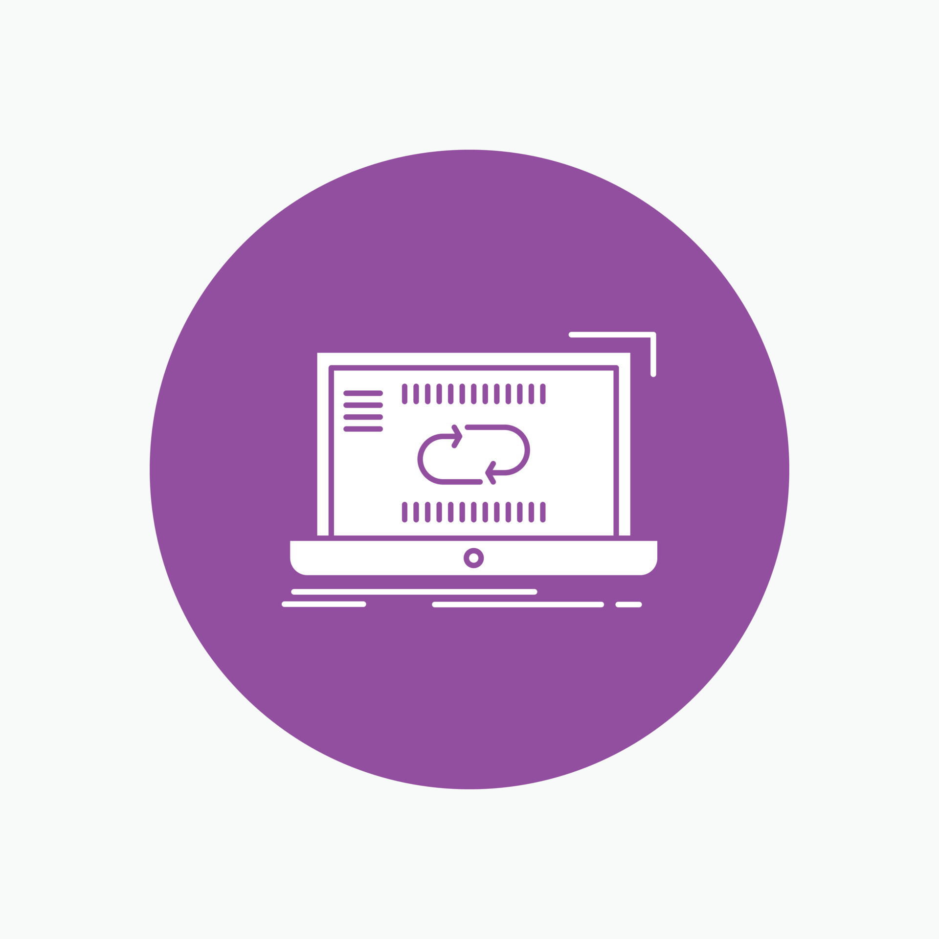 Communication. connection. link. sync. synchronization White Glyph Icon in Circle. Vector Button ...