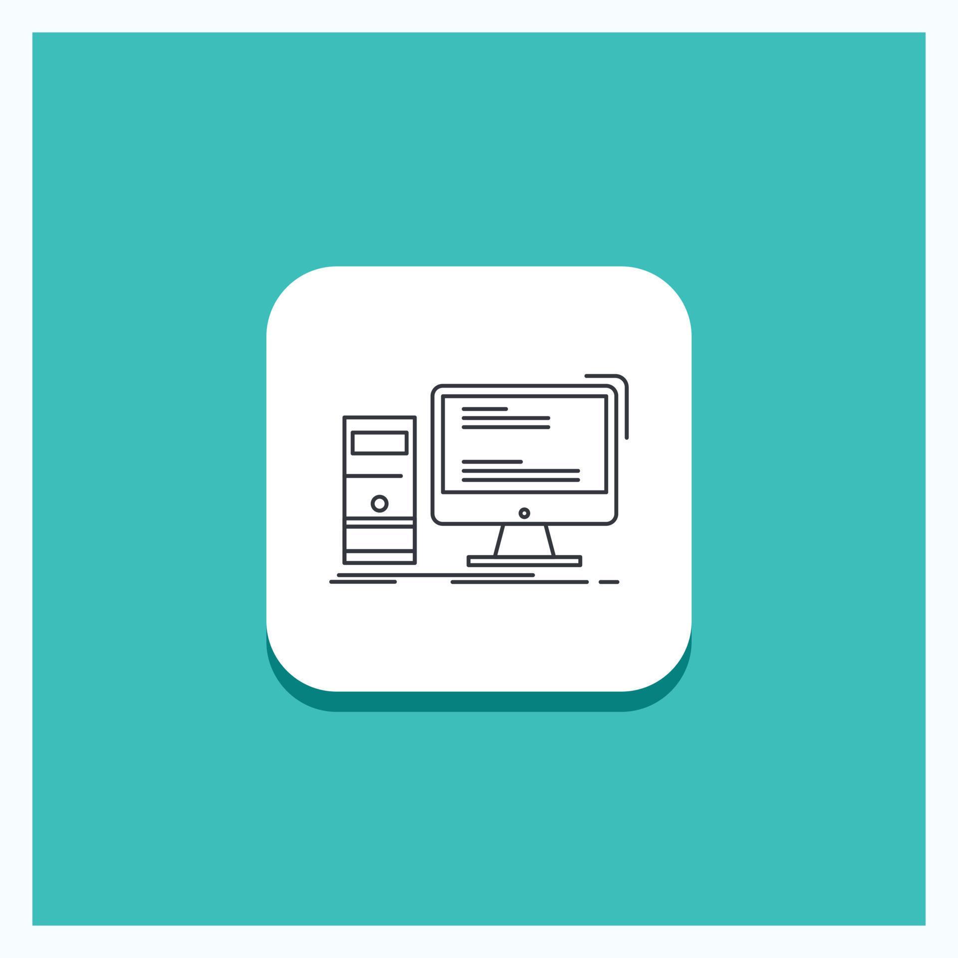 Round Button for Computer. desktop. gaming. pc. personal Line icon ...