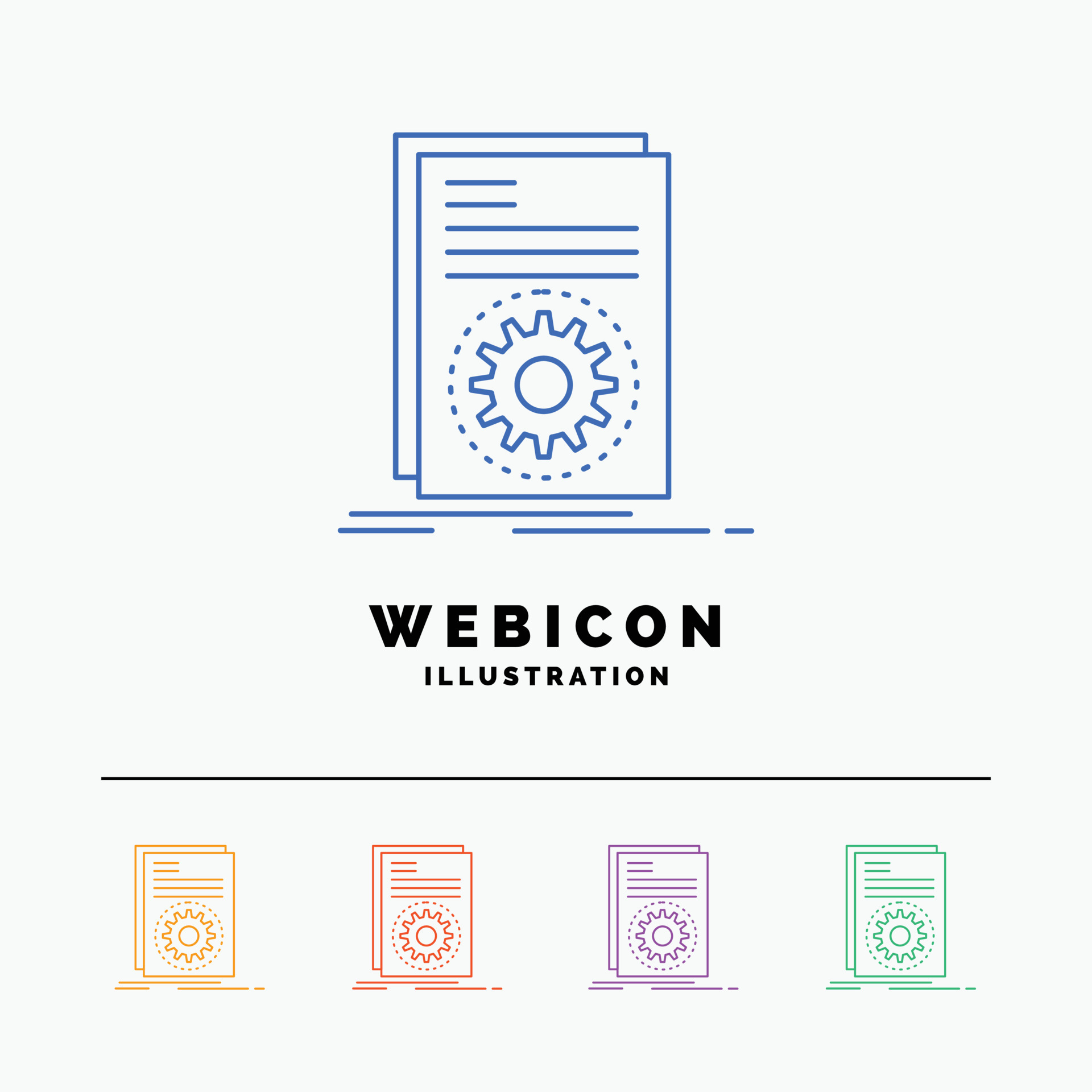 Code Executable File Running Script 5 Color Line Web Icon Template Isolated On White Vector