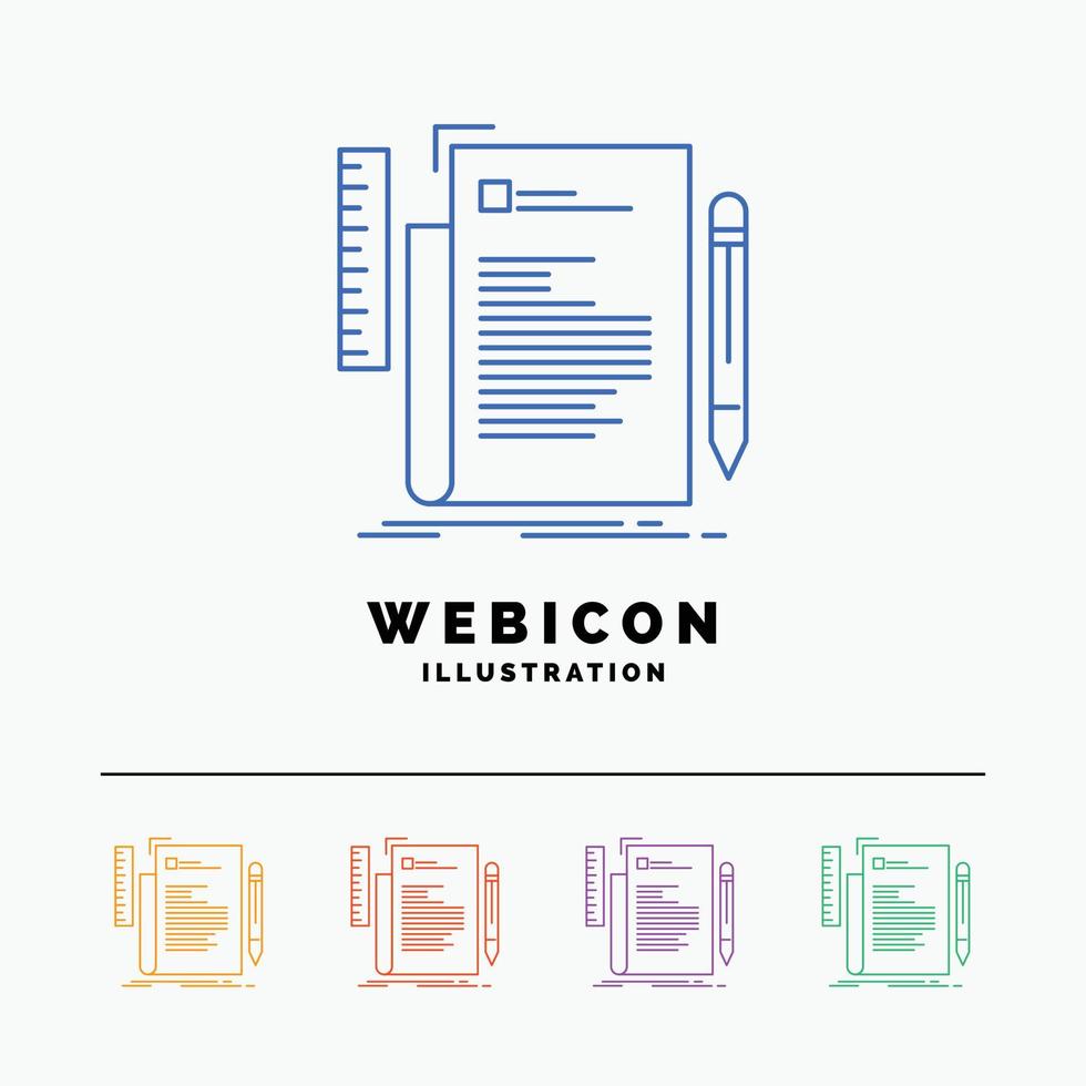 Code Coding File Programming Script 5 Color Line Web Icon Template Isolated On White Vector