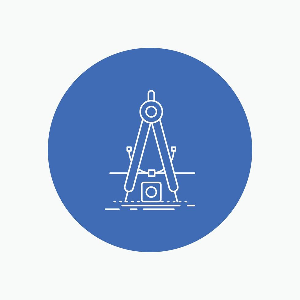 Design. measure. product. refinement. Development White Line Icon in Circle background. vector ...