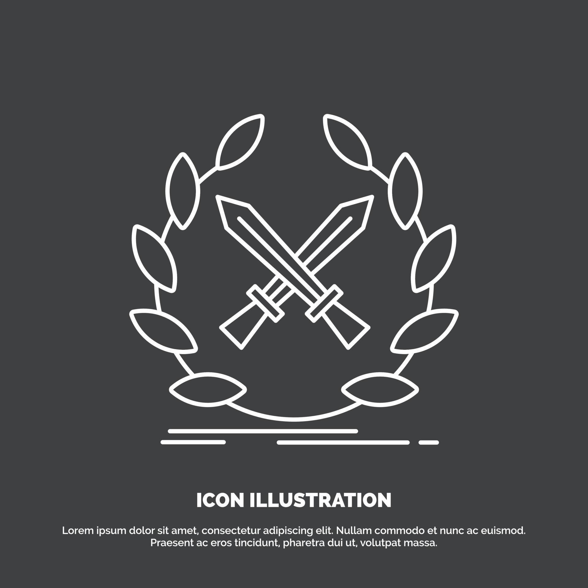 Battle Emblem Game Label Swords Icon Line Vector Symbol For Ui And Ux Website Or Mobile