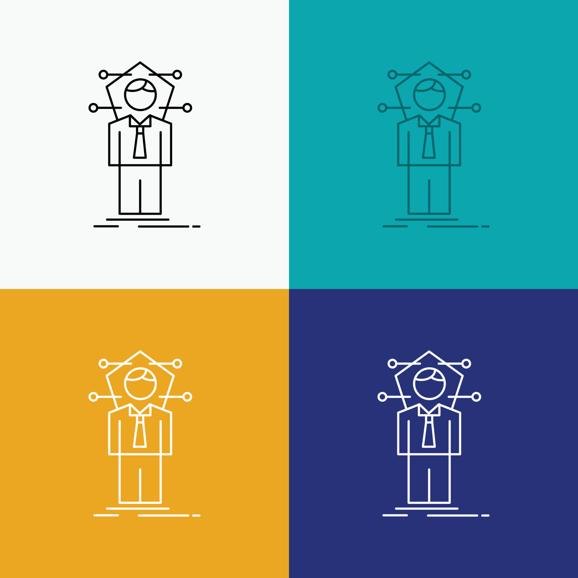 Business Connection Human Network Solution Icon Over Various Background Line Style Design