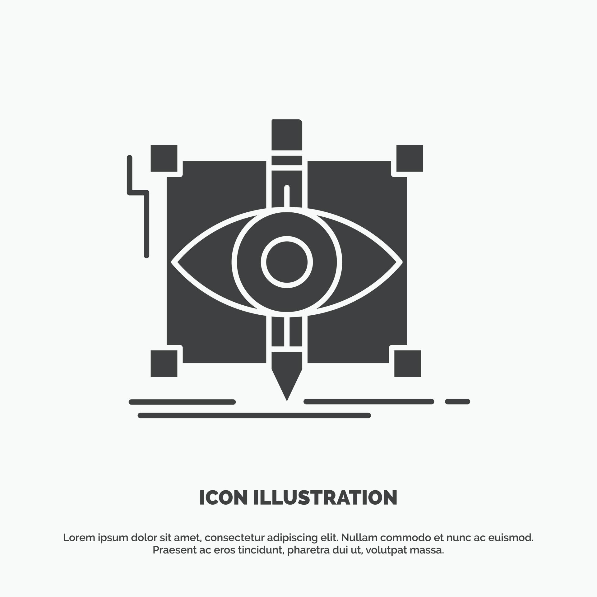 design. draft. sketch. sketching. visual Icon. glyph vector gray symbol for UI and UX. website ...