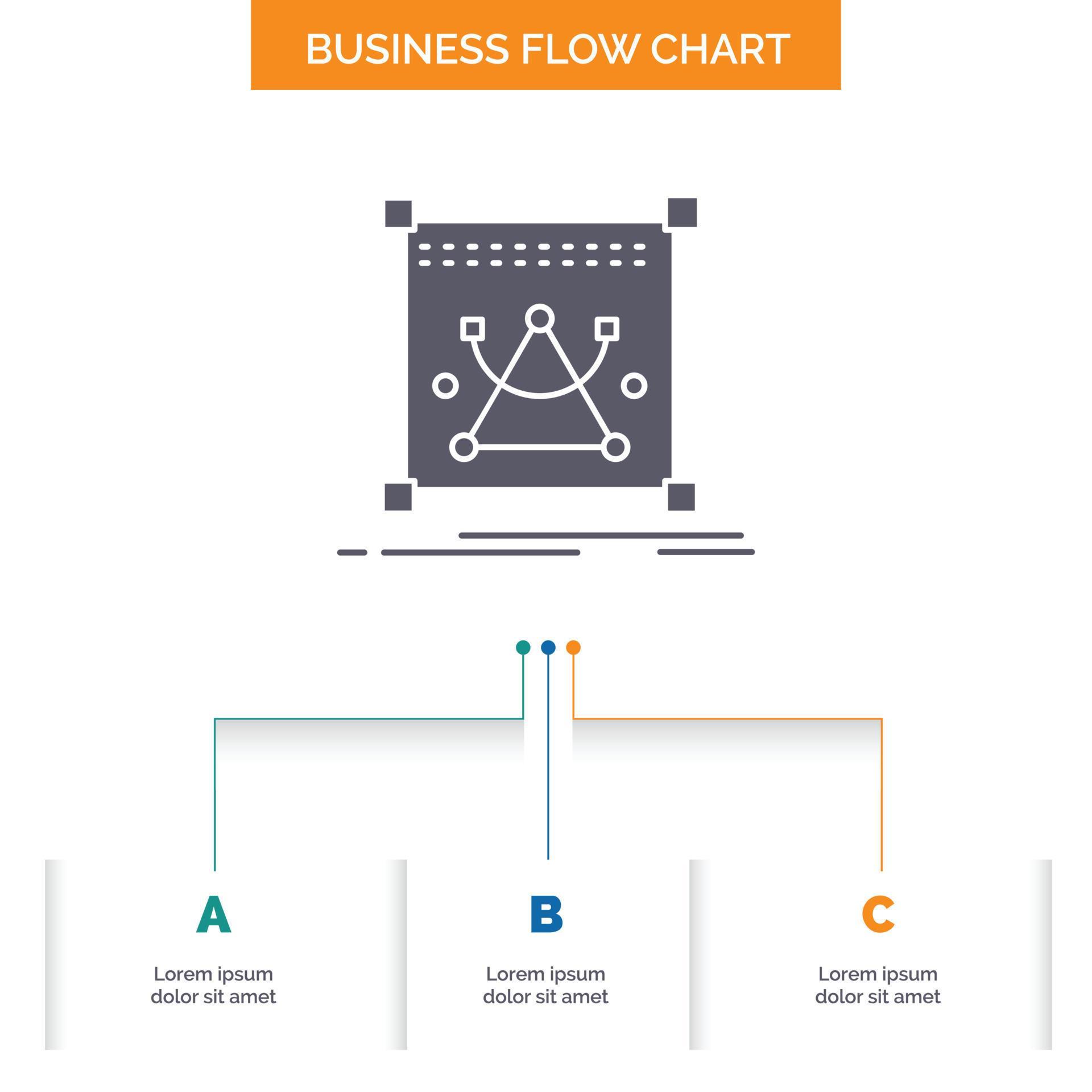 3d. edit. editing. object. resize Business Flow Chart Design with 3 Steps. Glyph Icon For ...