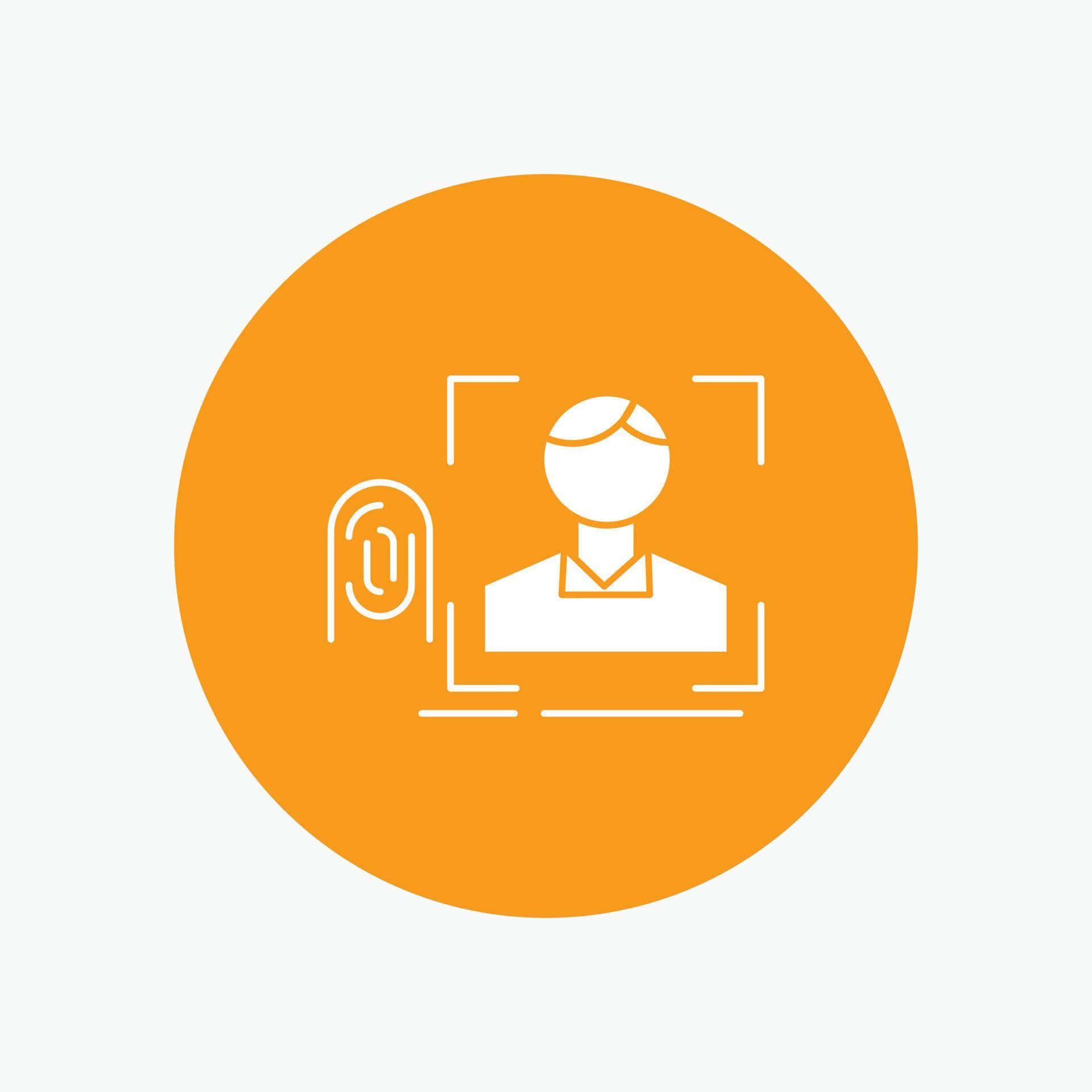 Finger Fingerprint Recognition Scan Scanning White Glyph Icon In Circle Vector Button