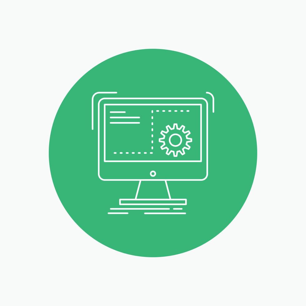 Command Computer Function Process Progress White Line Icon In Circle Background Vector Icon