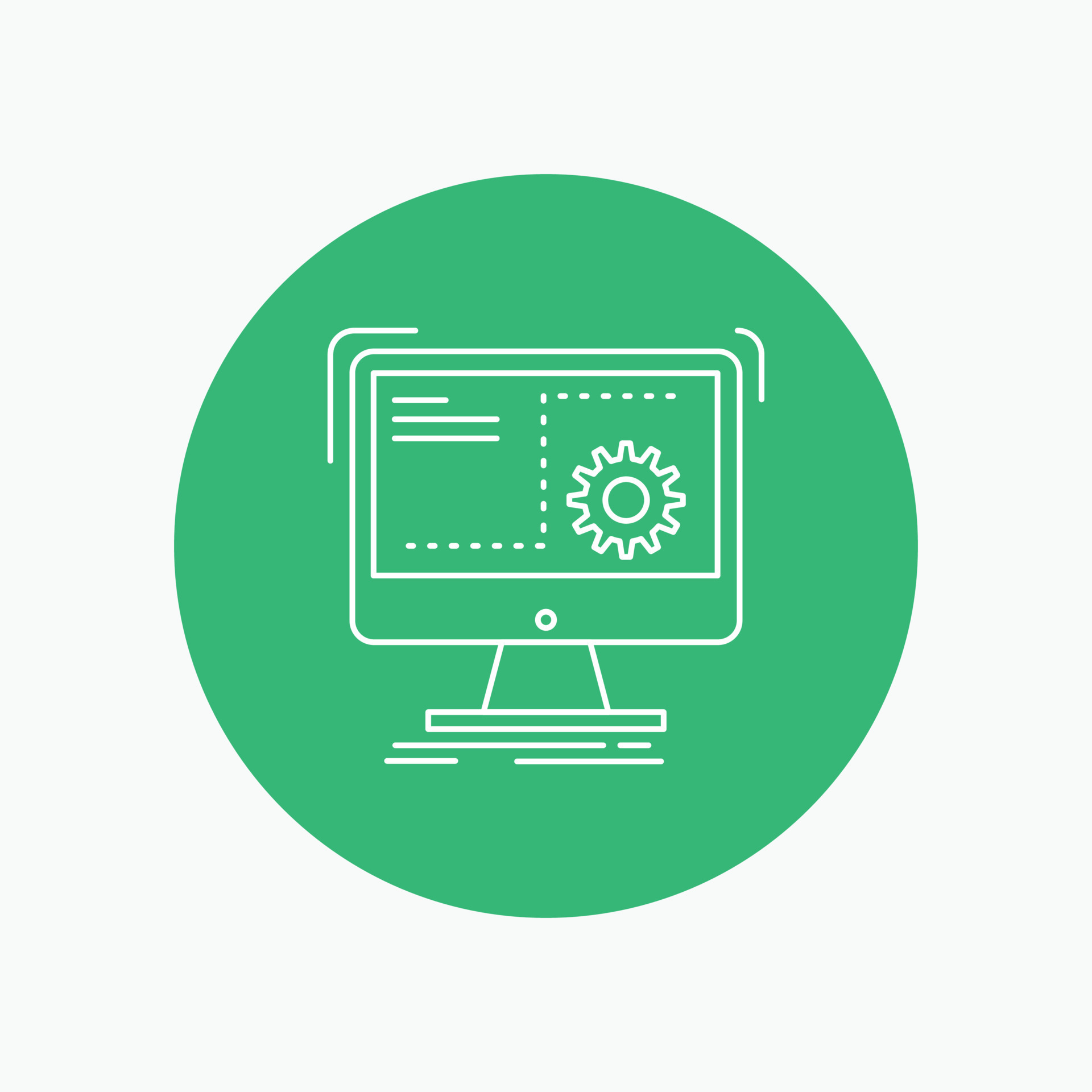Command Computer Function Process Progress White Line Icon In Circle Background Vector Icon