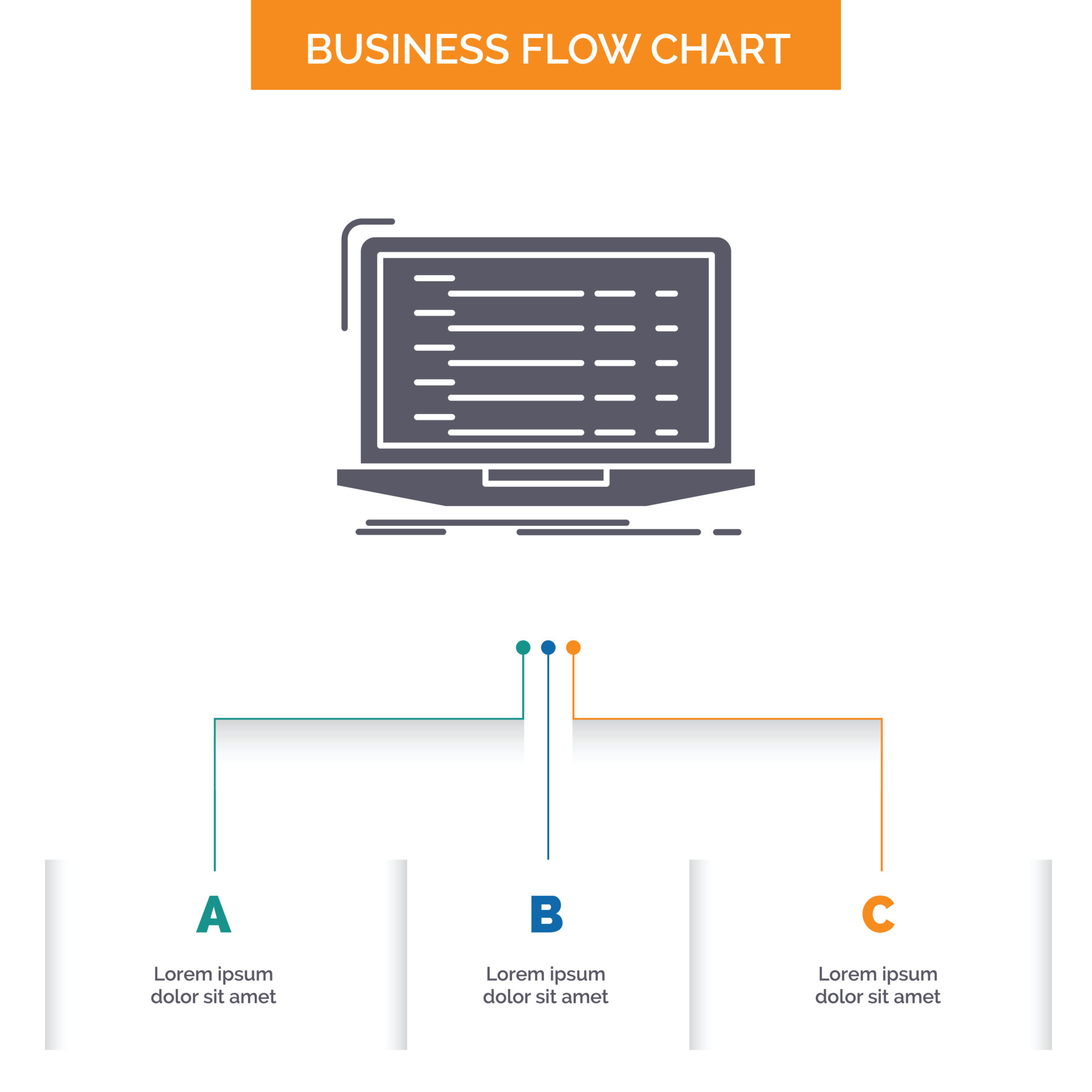 Api App Coding Developer Laptop Business Flow Chart Design With 3 Steps Glyph Icon For