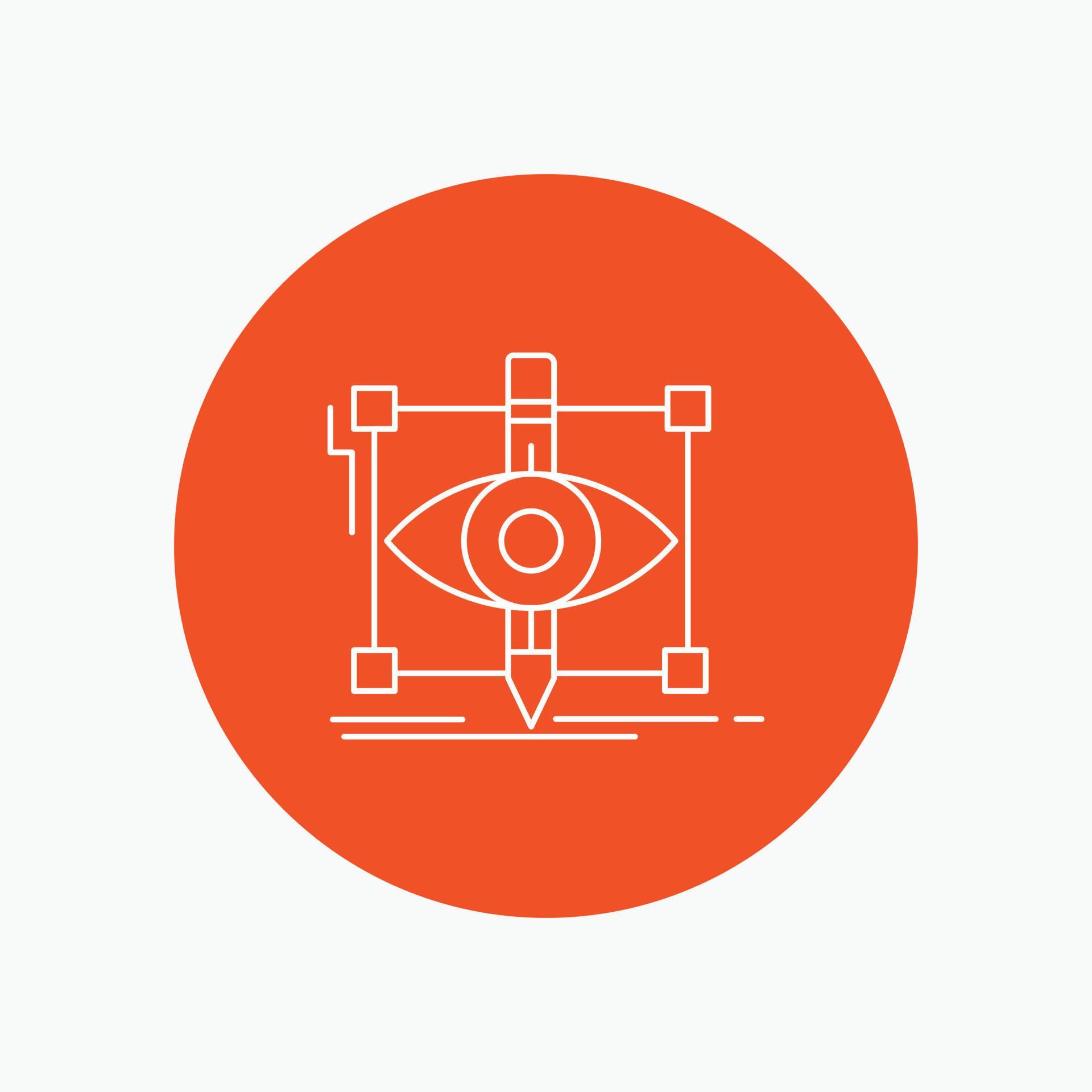 design. draft. sketch. sketching. visual White Line Icon in Circle background. vector icon ...