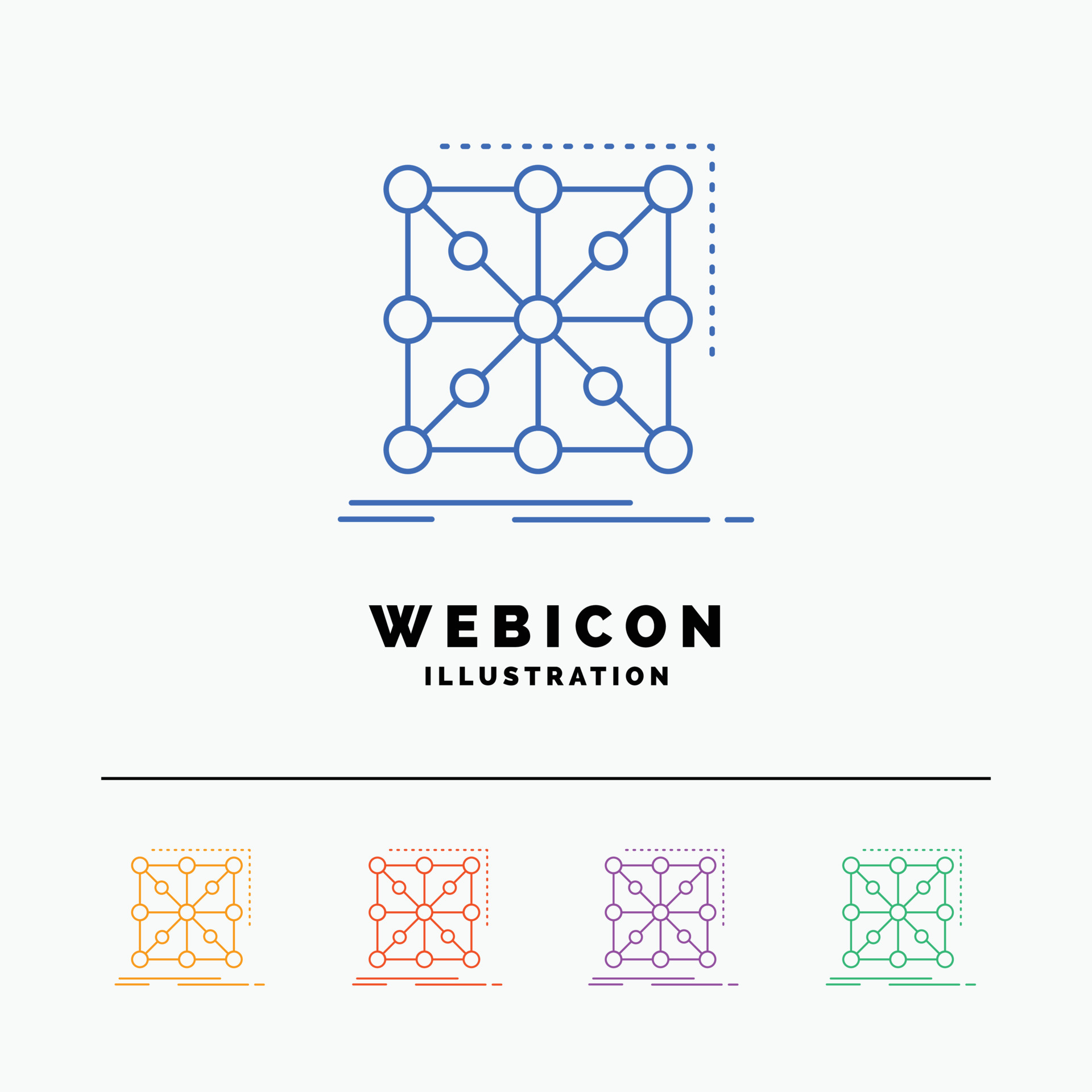 Data Framework App Cluster Complex 5 Color Line Web Icon Template