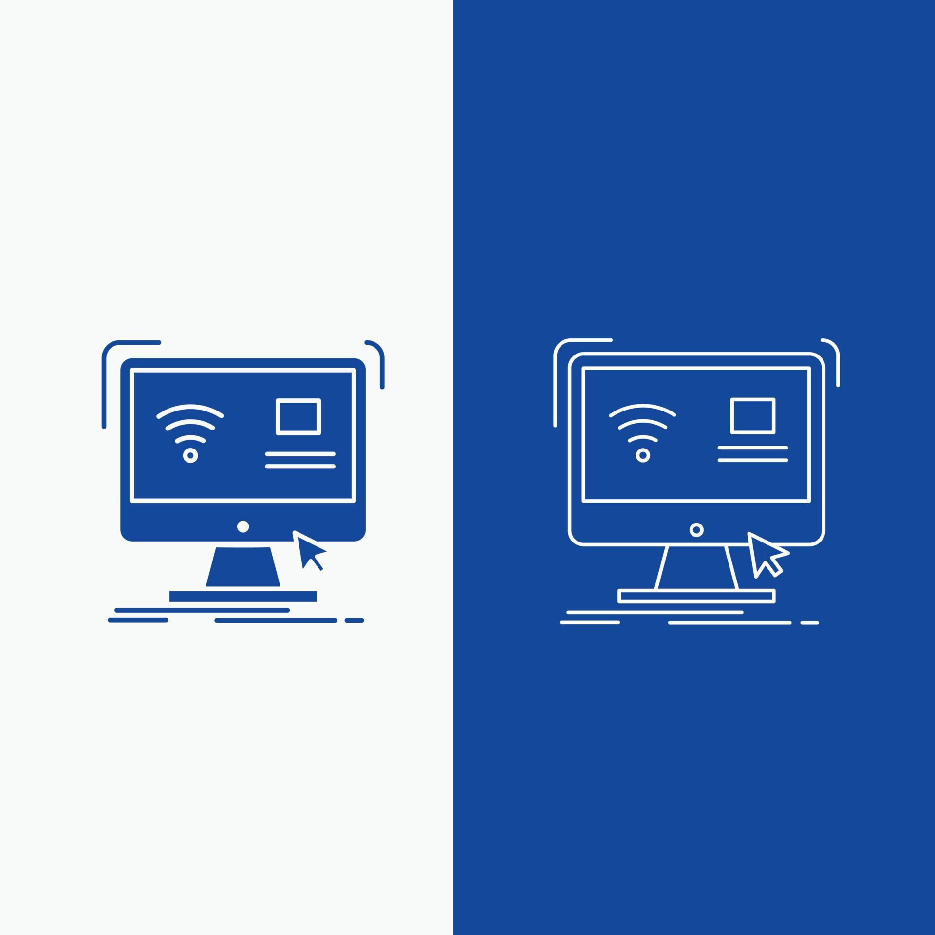Control Computer Monitor Remote Smart Line And Glyph Web Button In Blue Color Vertical