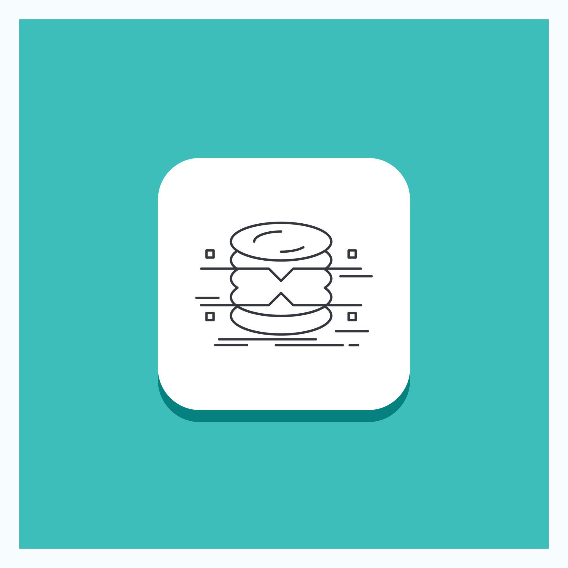 Round Button for database. data. architecture. infographics. monitoring Line icon Turquoise ...
