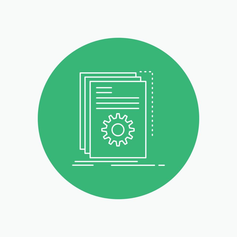 App Build Developer Program Script White Line Icon In Circle Background Vector Icon
