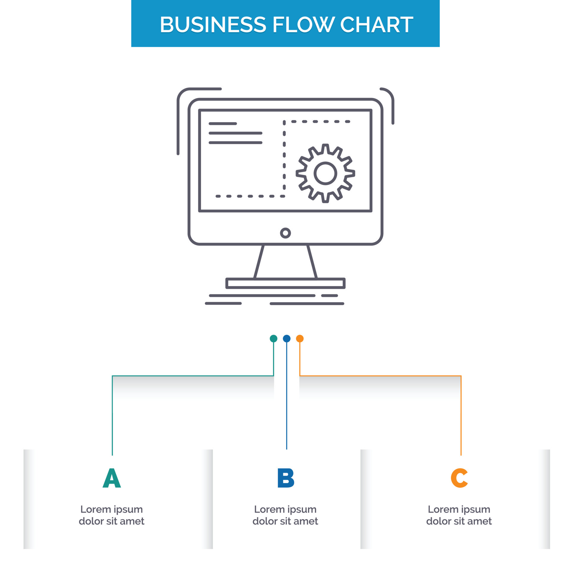 Command Computer Function Process Progress Business Flow Chart Design With 3 Steps Line