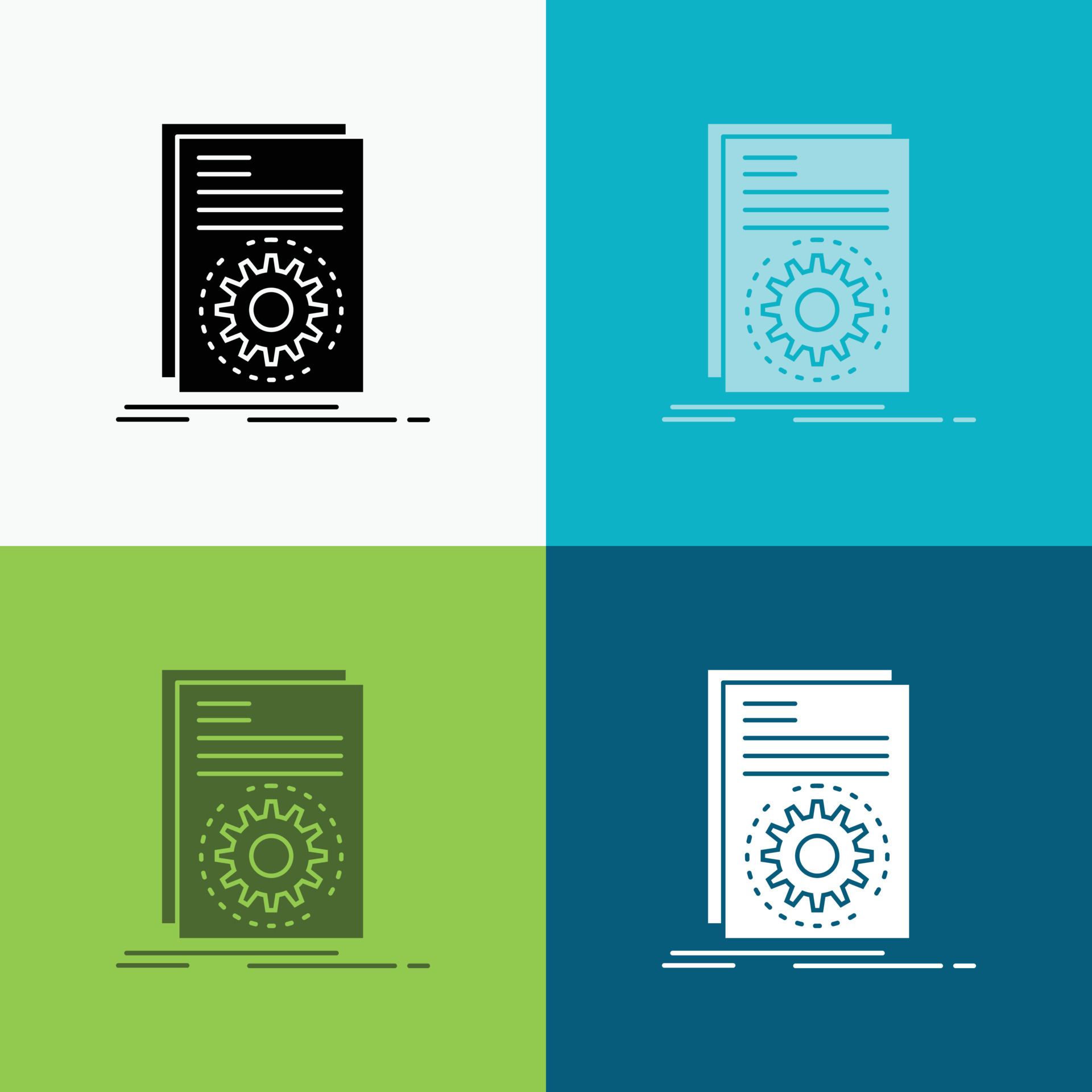 Code Executable File Running Script Icon Over Various Background Glyph Style Design