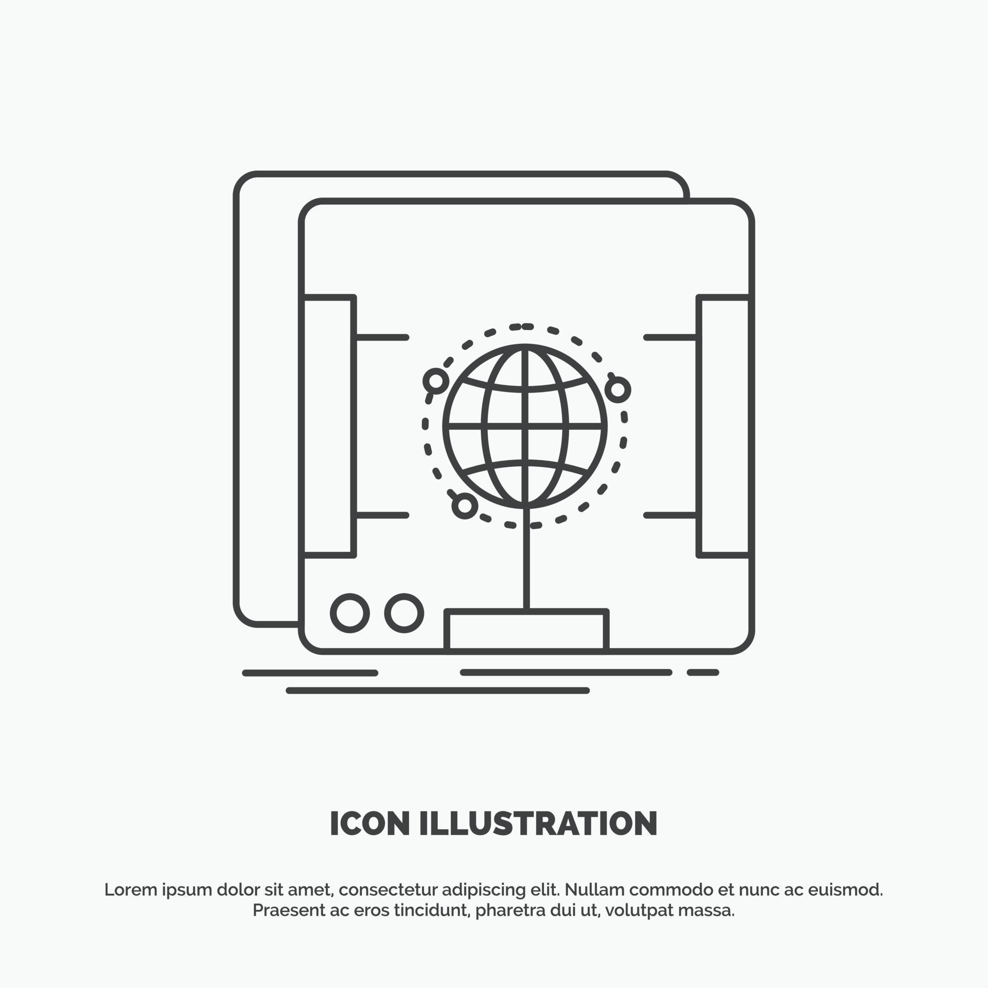 3d. dimensional. holographic. scan. scanner Icon. Line vector gray symbol for UI and UX. website ...