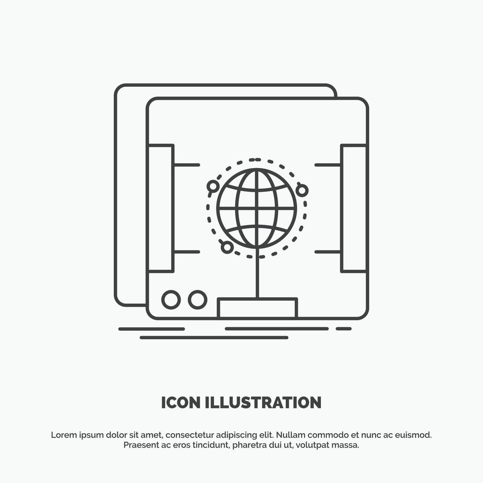 3d. dimensional. holographic. scan. scanner Icon. Line vector gray symbol for UI and UX. website ...
