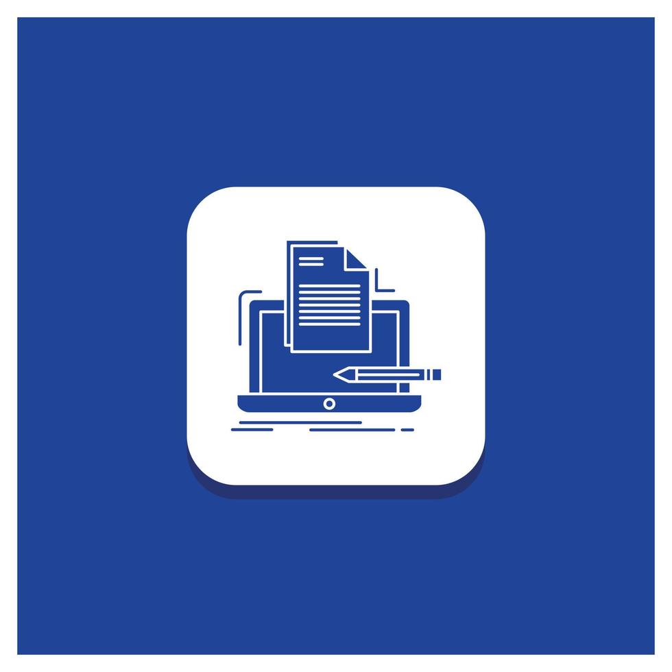 Blue Round Button For Coder Coding Computer List Paper Glyph Icon 13031566 Vector Art At