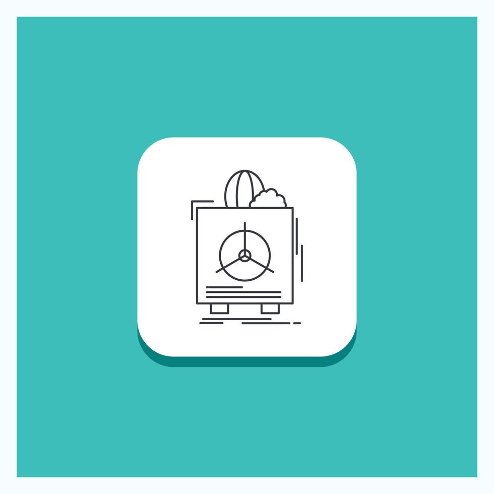 Round Button For Insurance Fragile Product Warranty Health Line Icon Turquoise Background