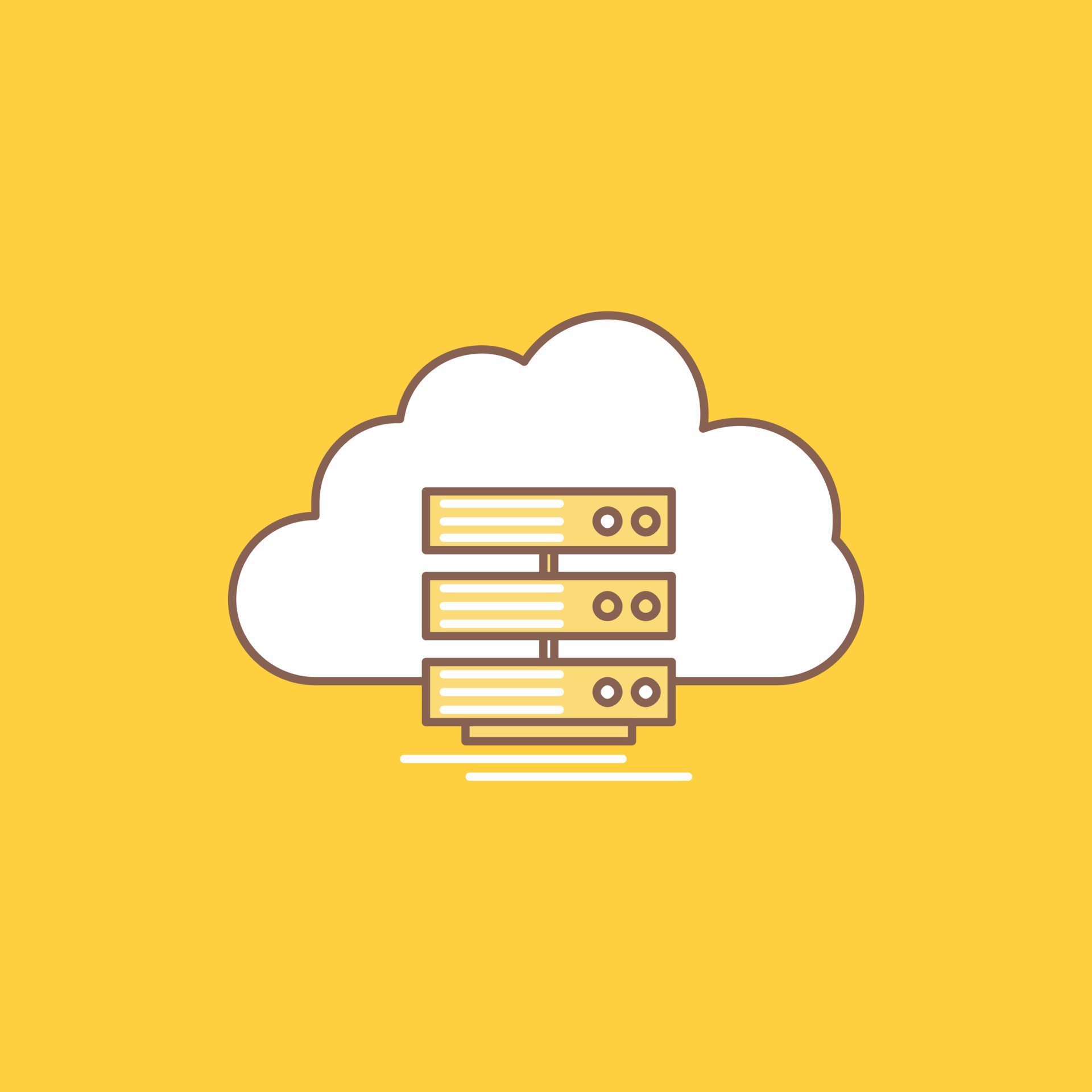 Cloud Storage Computing Data Flow Flat Line Filled Icon Beautiful
