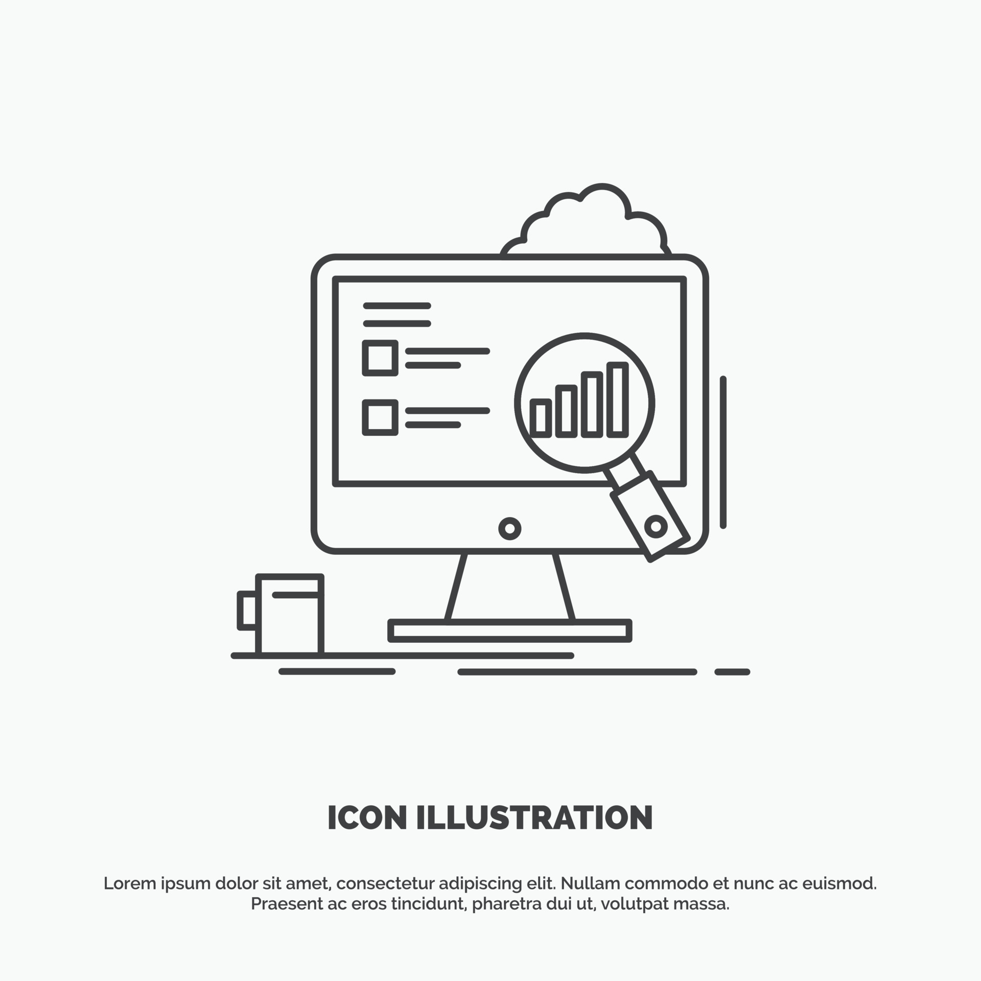 Analytics Board Presentation Laptop Statistics Icon Line Vector Gray Symbol For Ui And Ux