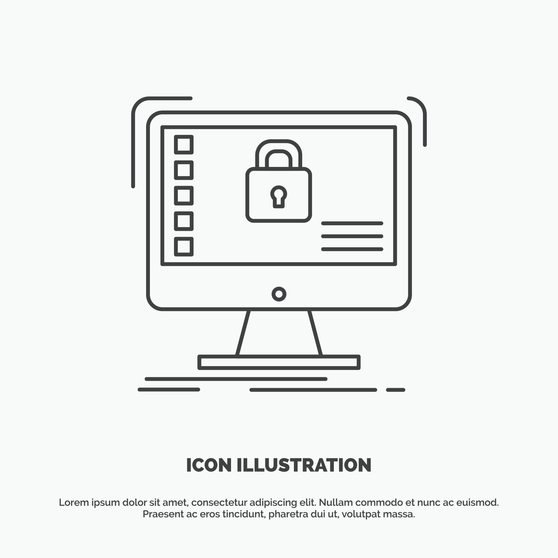 Secure Protection Safe System Data Icon Line Vector Gray Symbol