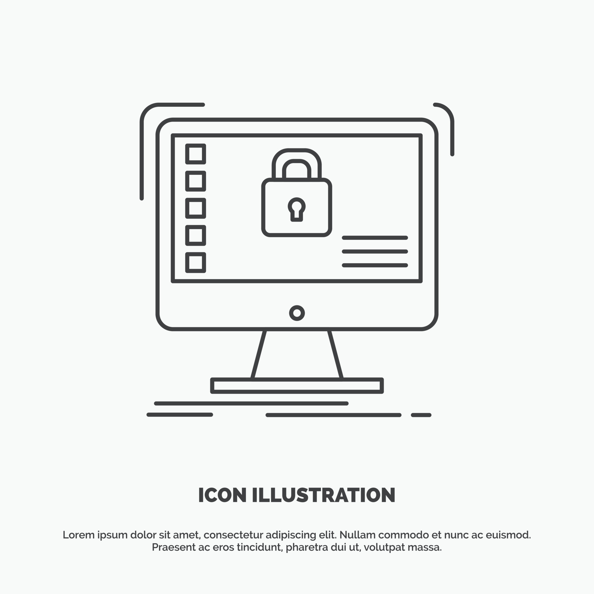 Secure Protection Safe System Data Icon Line Vector Gray Symbol For Ui And Ux Website Or