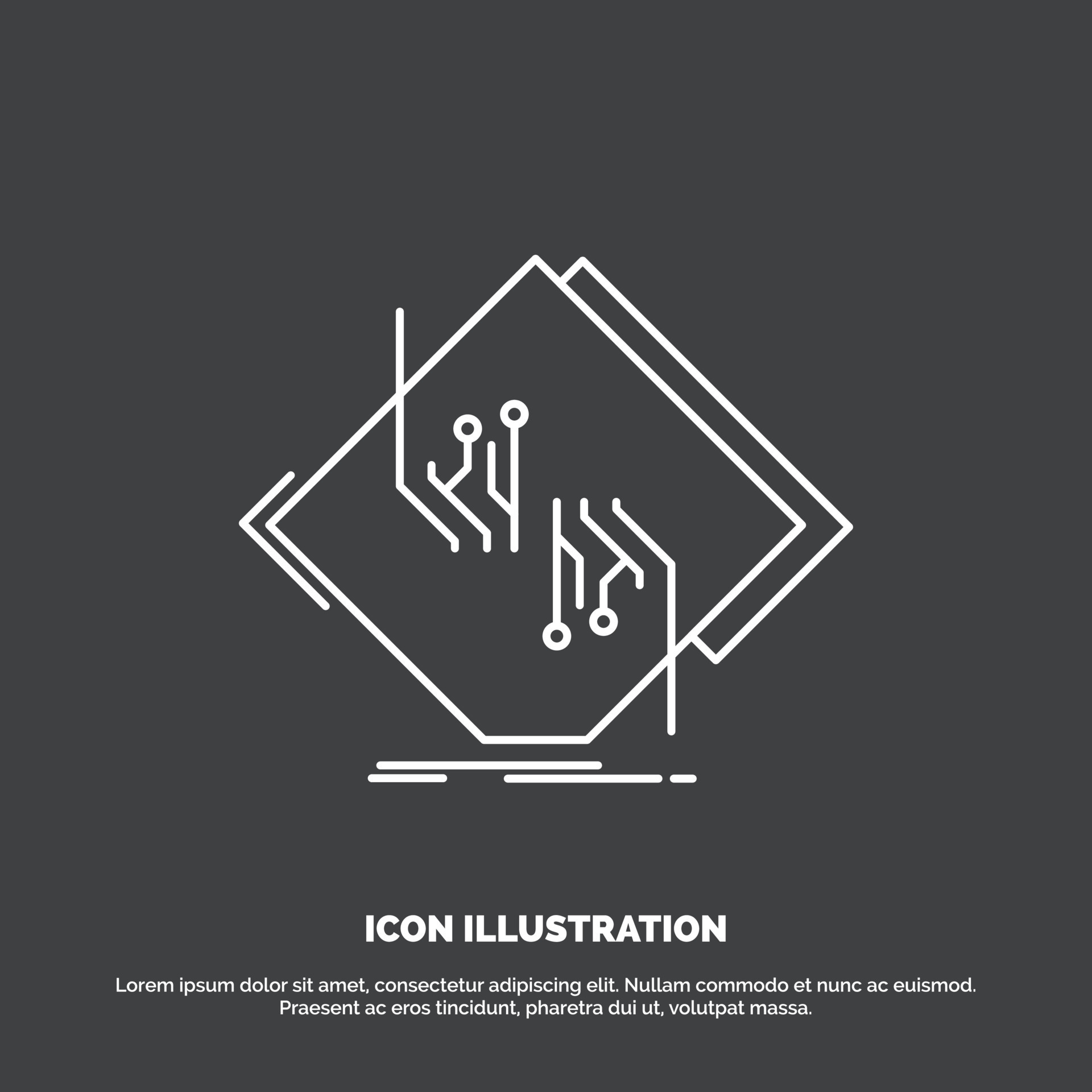 Board Chip Circuit Network Electronic Icon Line Vector Symbol For