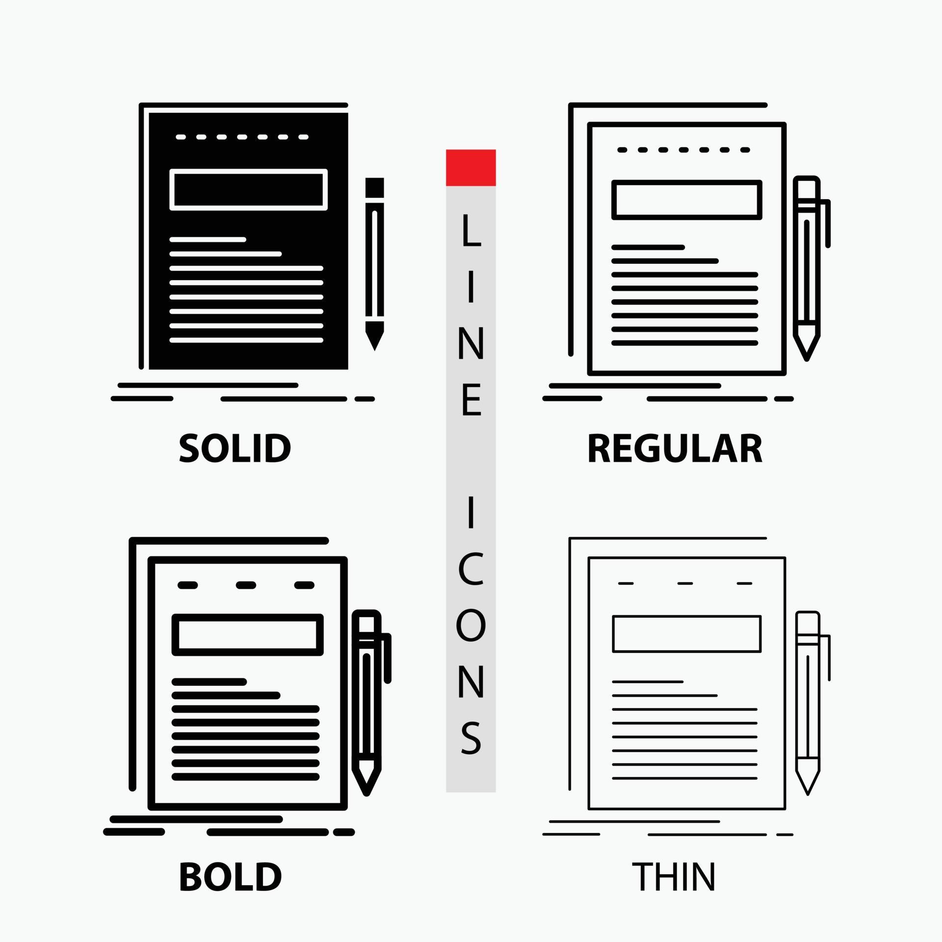 Business Document File Paper Presentation Icon In Thin Regular Bold Line And Glyph Style