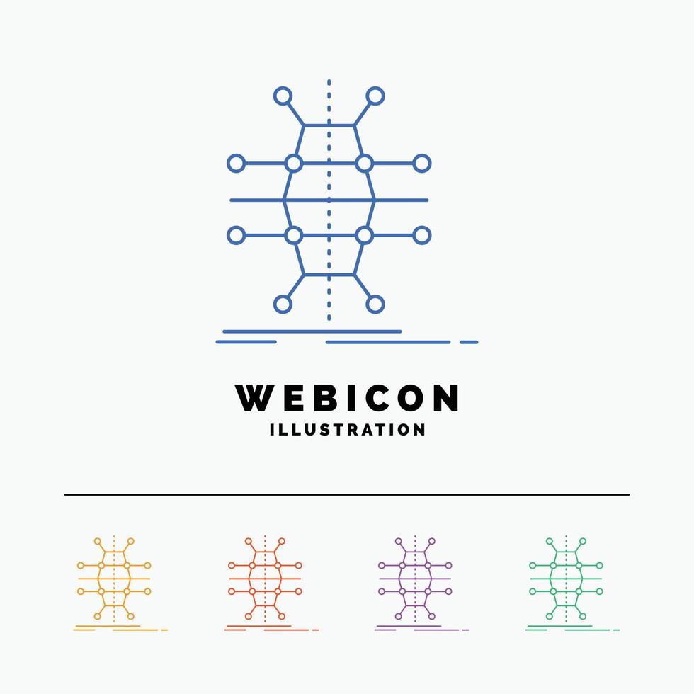 Distribution Grid Infrastructure Network Smart 5 Color Line Web Icon Template Isolated On