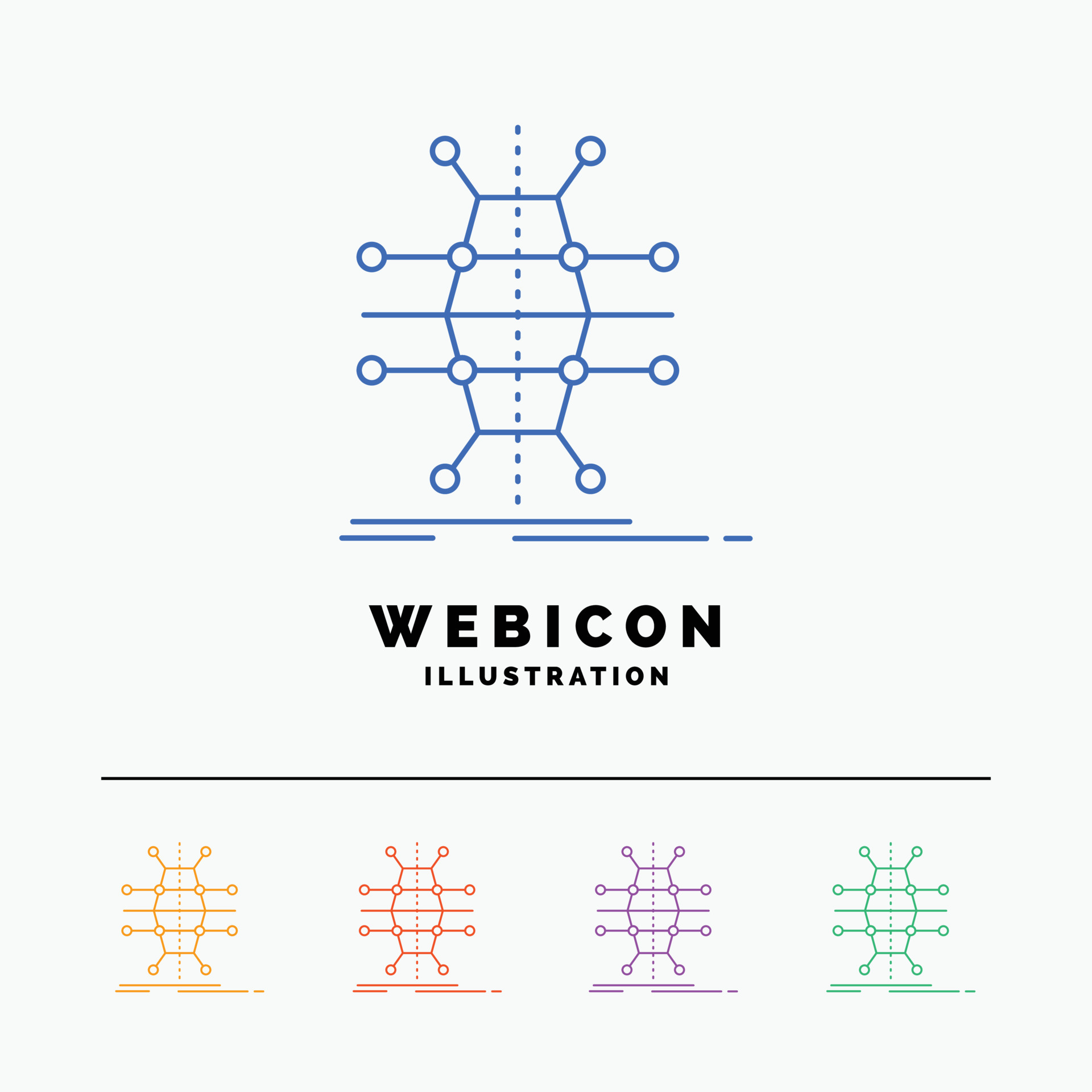 Distribution Grid Infrastructure Network Smart 5 Color Line Web Icon Template Isolated On