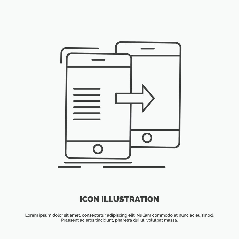 Data Sharing Sync Synchronization Syncing Icon Line Vector Gray