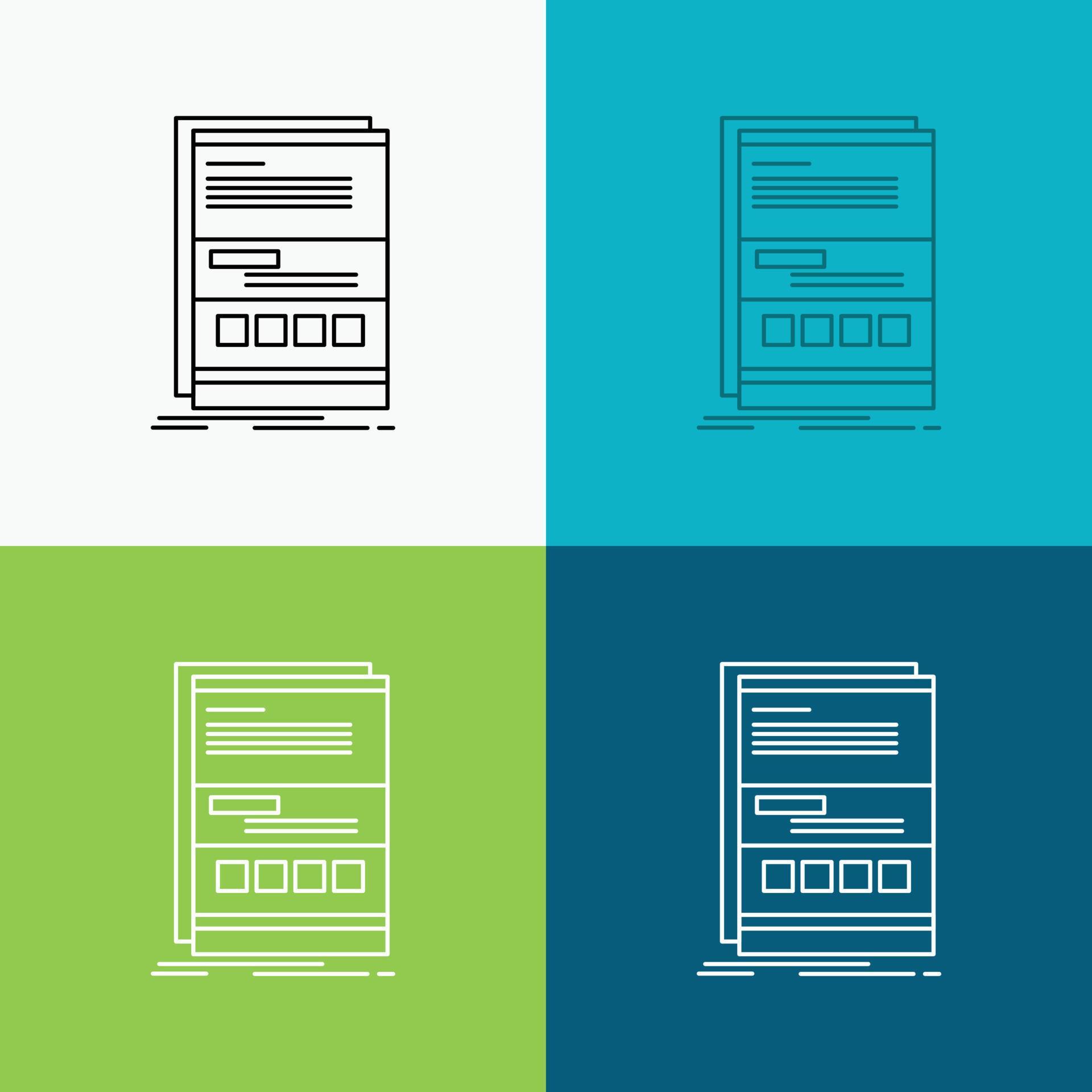 Browser. dynamic. internet. page. responsive Icon Over Various Background. Line style design ...