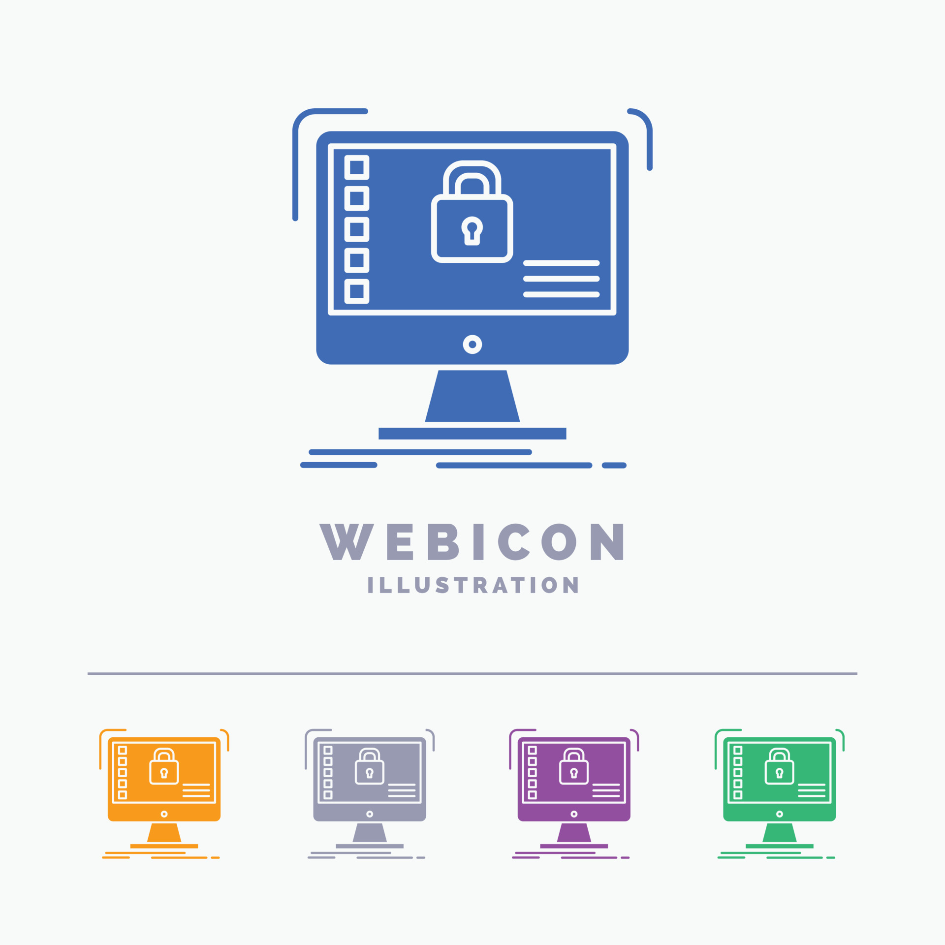 Secure Protection Safe System Data 5 Color Glyph Web Icon Template